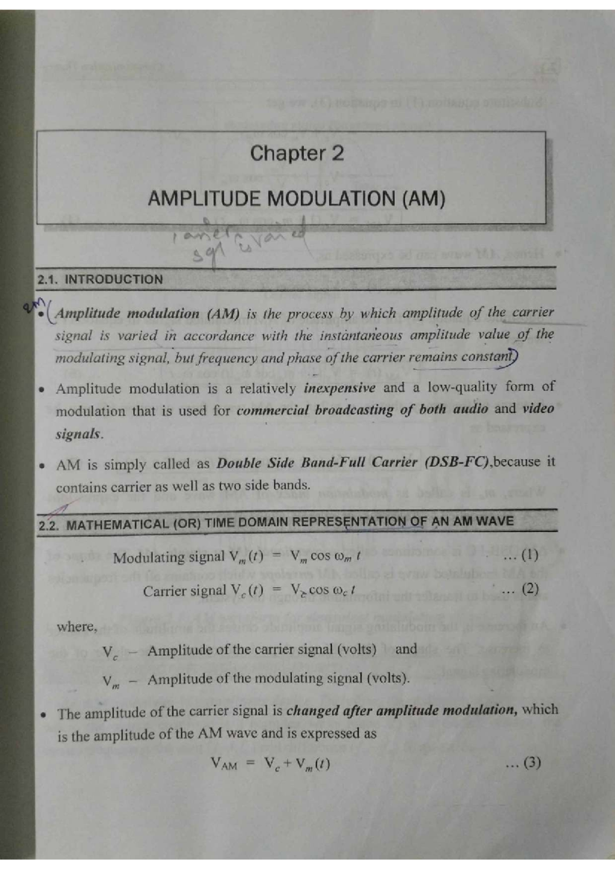 Chapter 2: Amplitude Modulation (AM) - Communication Theory Notes - Studocu