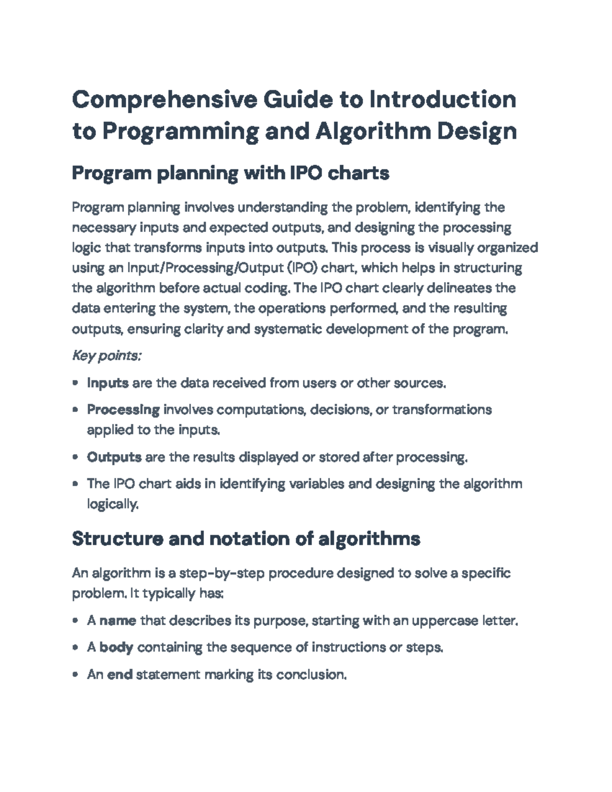 Comprehensive Guide to Introductory Programming & Algorithm Design ...