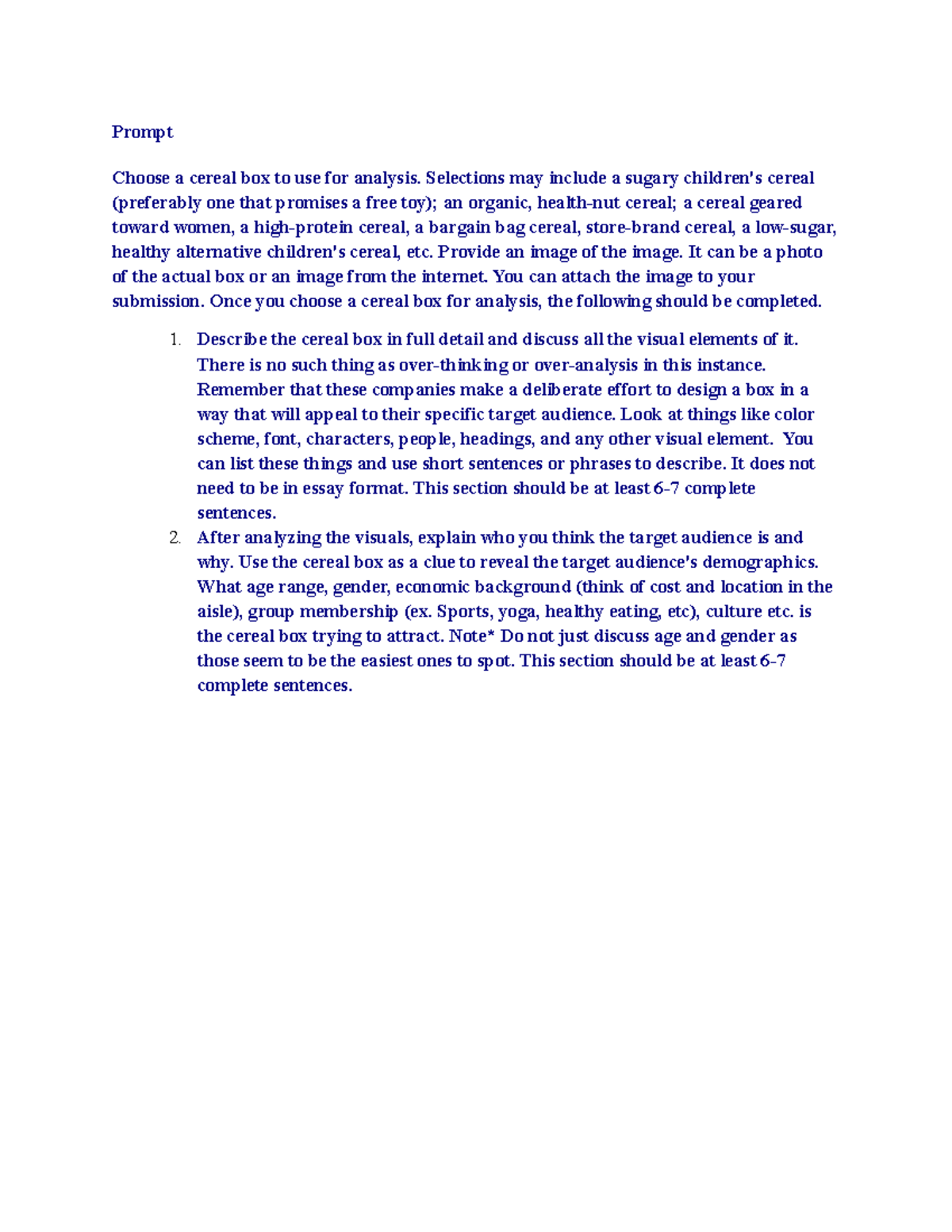 Audience Analysis of Unique Panda-Shaped Cereal Box - Studocu