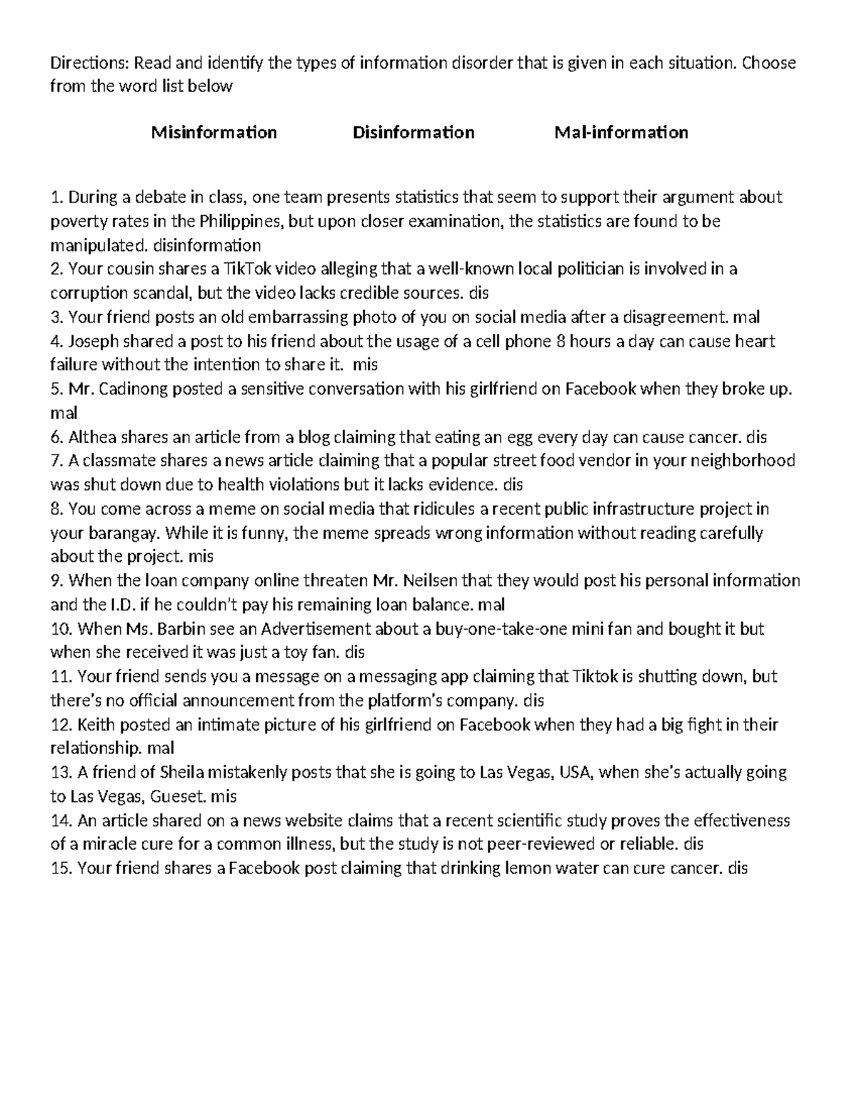 Types of Information Disorder Quiz - Identify Misinformation ...