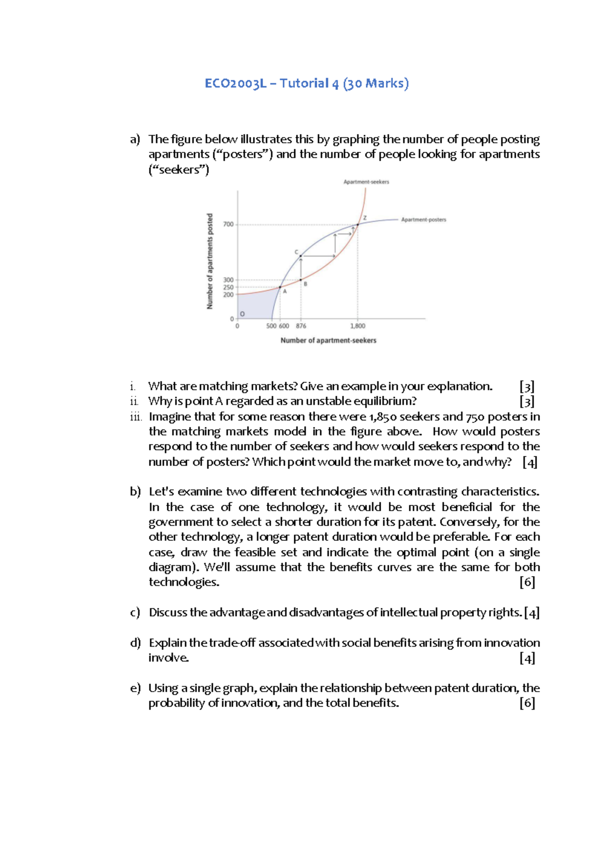 Tutorial 4 - tut 4 - ECO2003L – Tutorial 4 ( 30 Marks) a) The figure ...