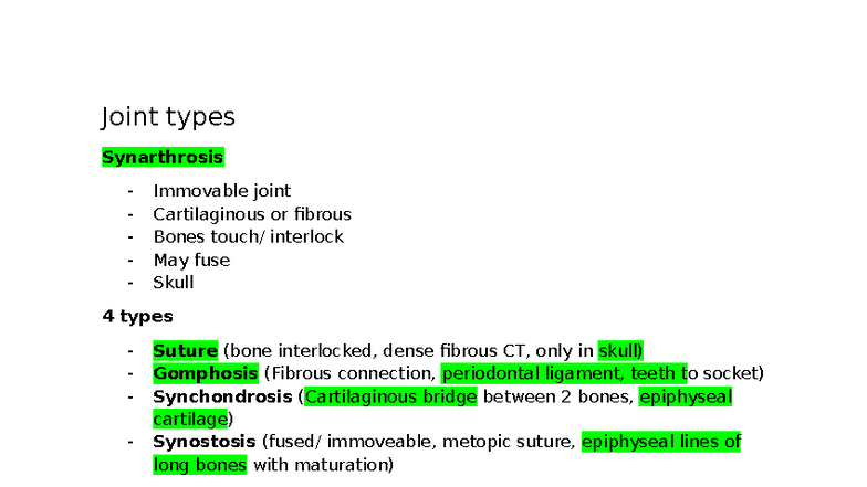 Joint Types and Functions: An In-Depth Overview (BIO 101) - Studocu