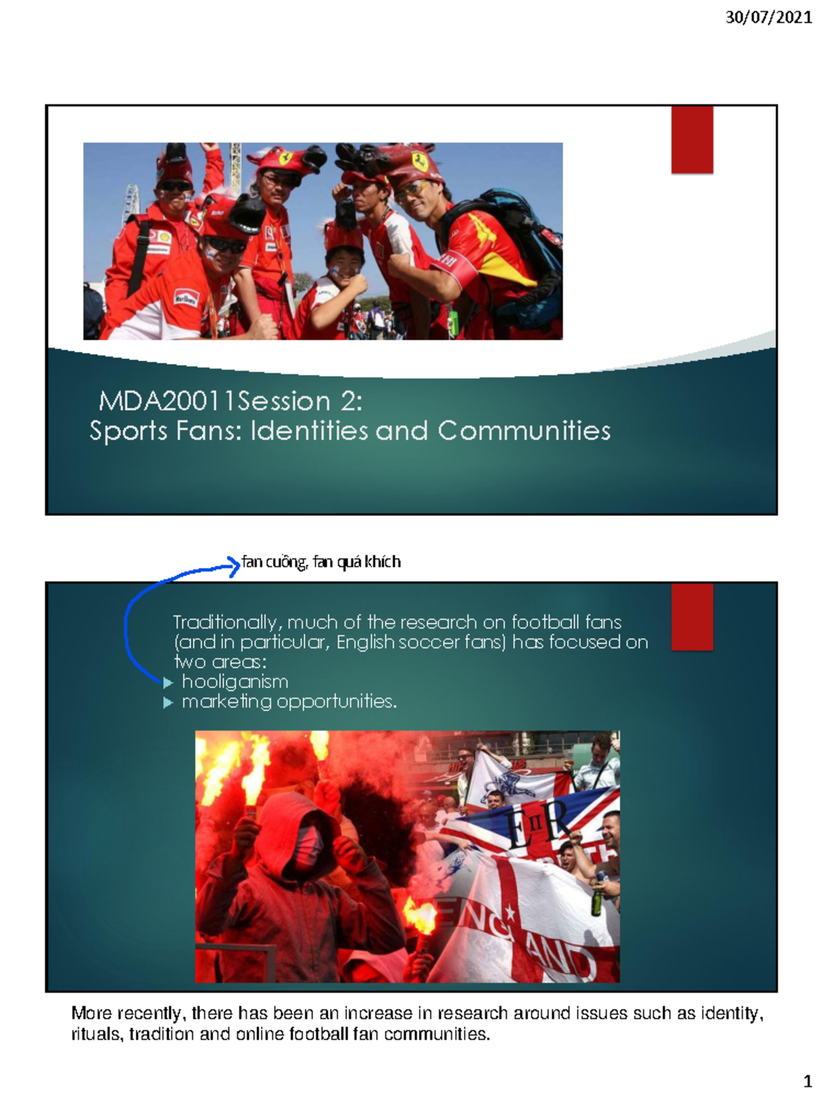 MDA20011 Lecture 2: Exploring Sports Fans' Identities and Communities ...
