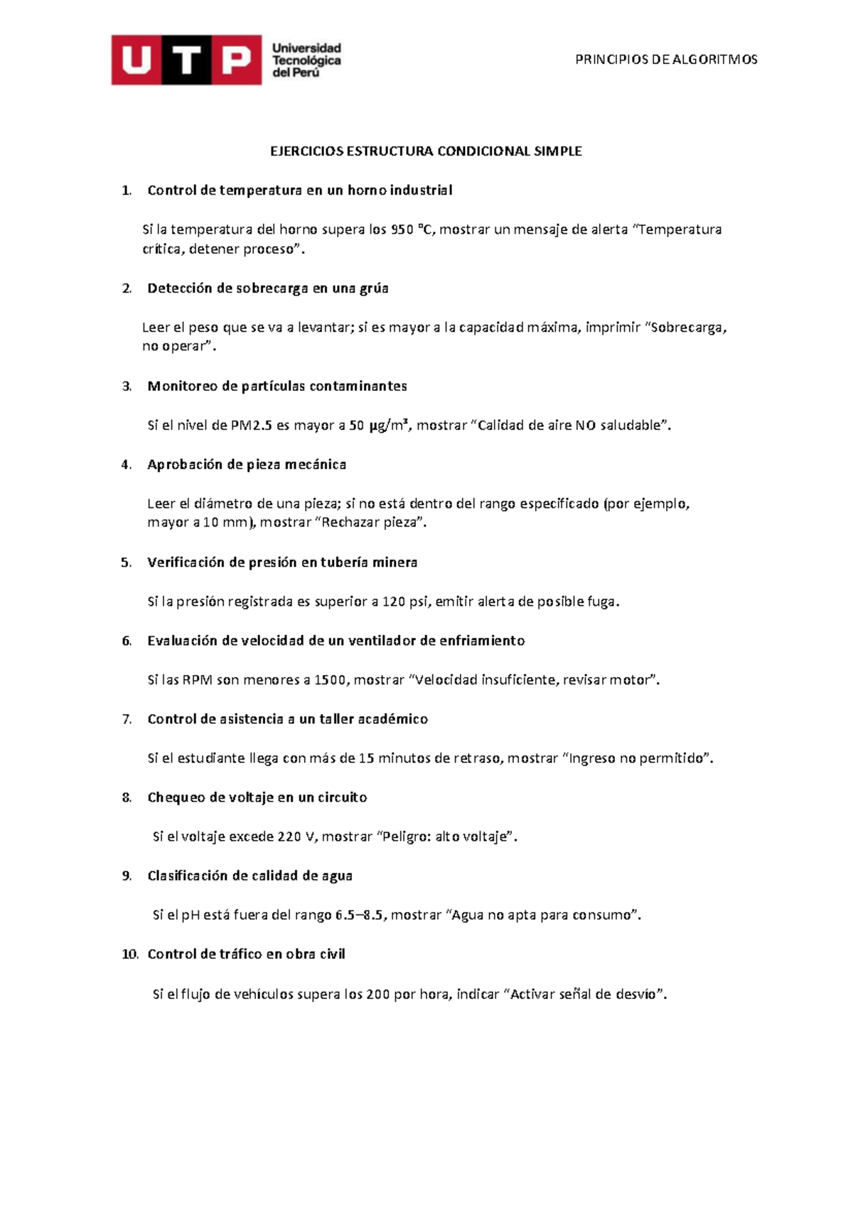 Ejercicios de Estructura Condicional Simple en Algoritmos - Studocu