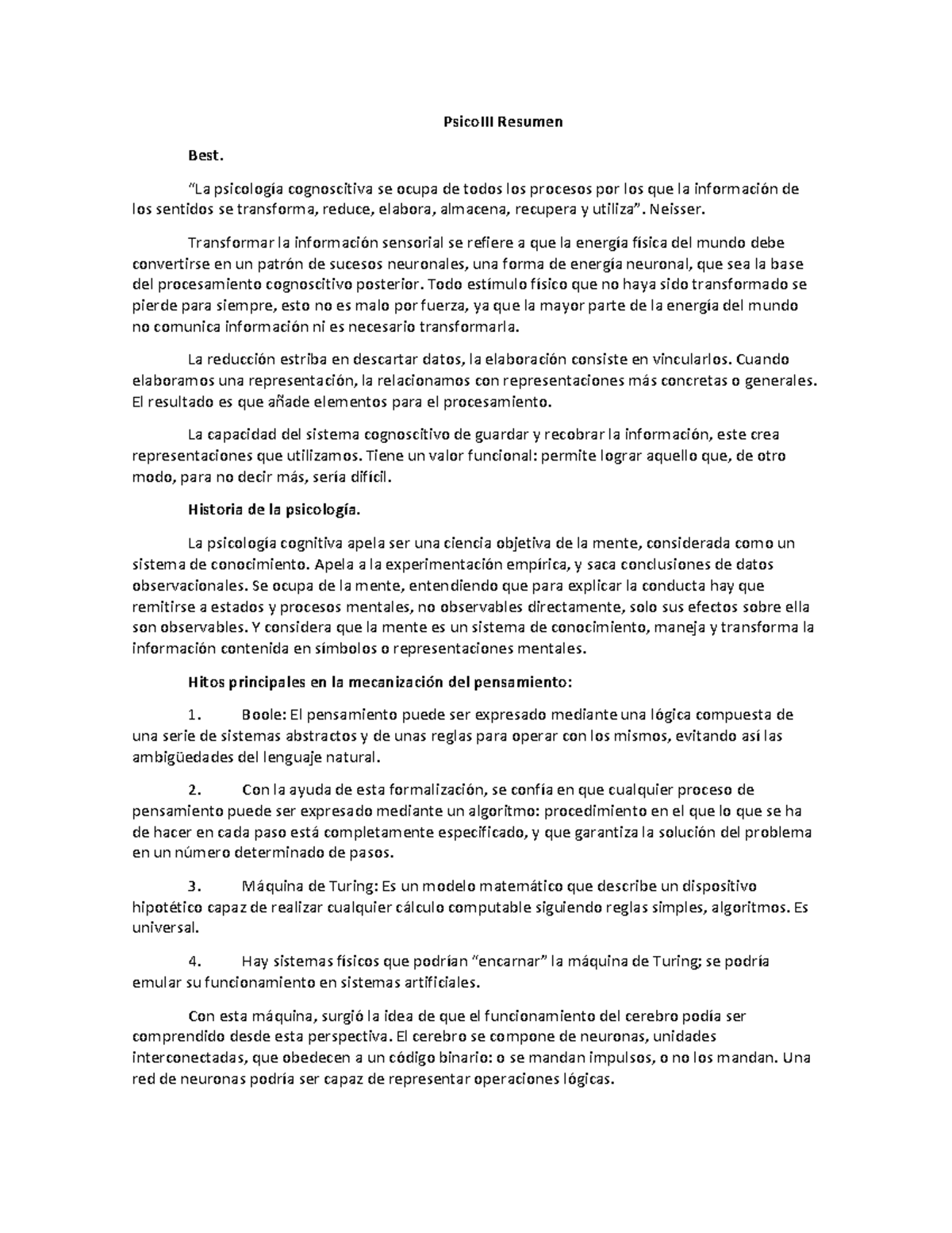 Resumen de Psicología Cognitiva: Procesos, Teorías y Percepción (PSI ...