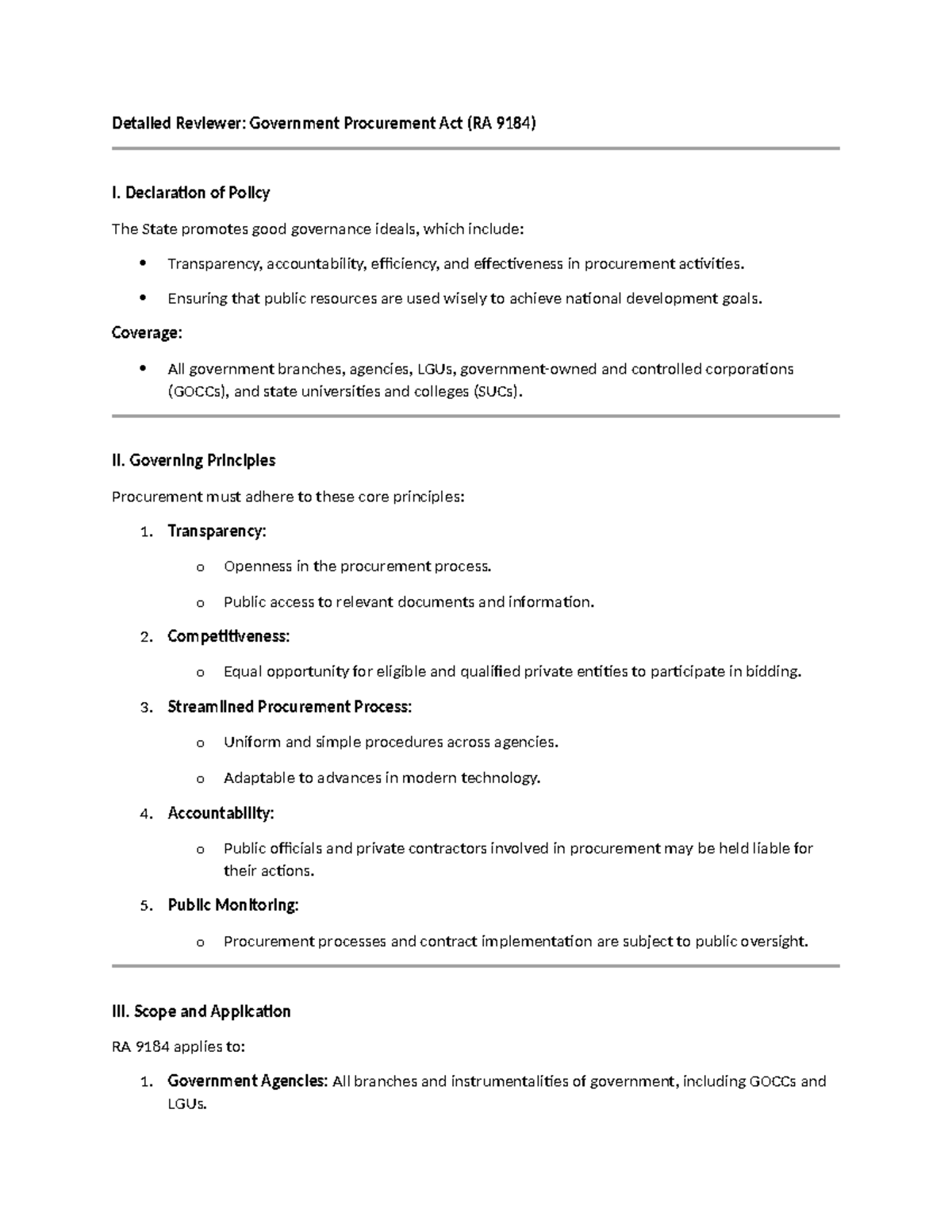 Detailed Reviewer - Declaration of Policy The State promotes good ...