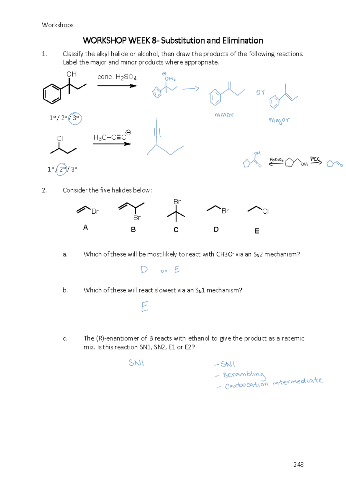 Workshop 8: Substitution and Elimination Reactions Analysis - Studocu