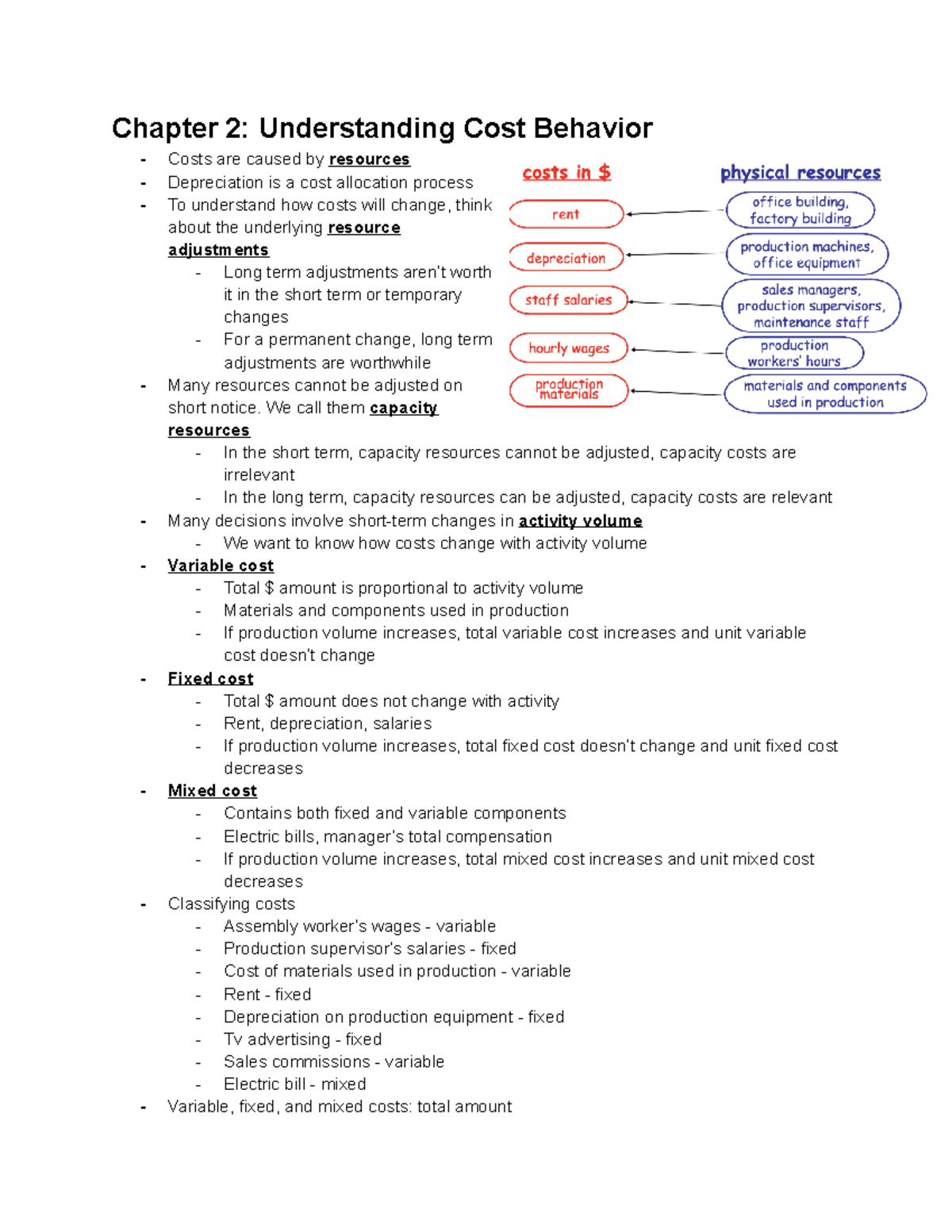 Chapter 2 Understanding Cost Behavior - Chapter 2: Understanding Cost Behavior - Costs are ...