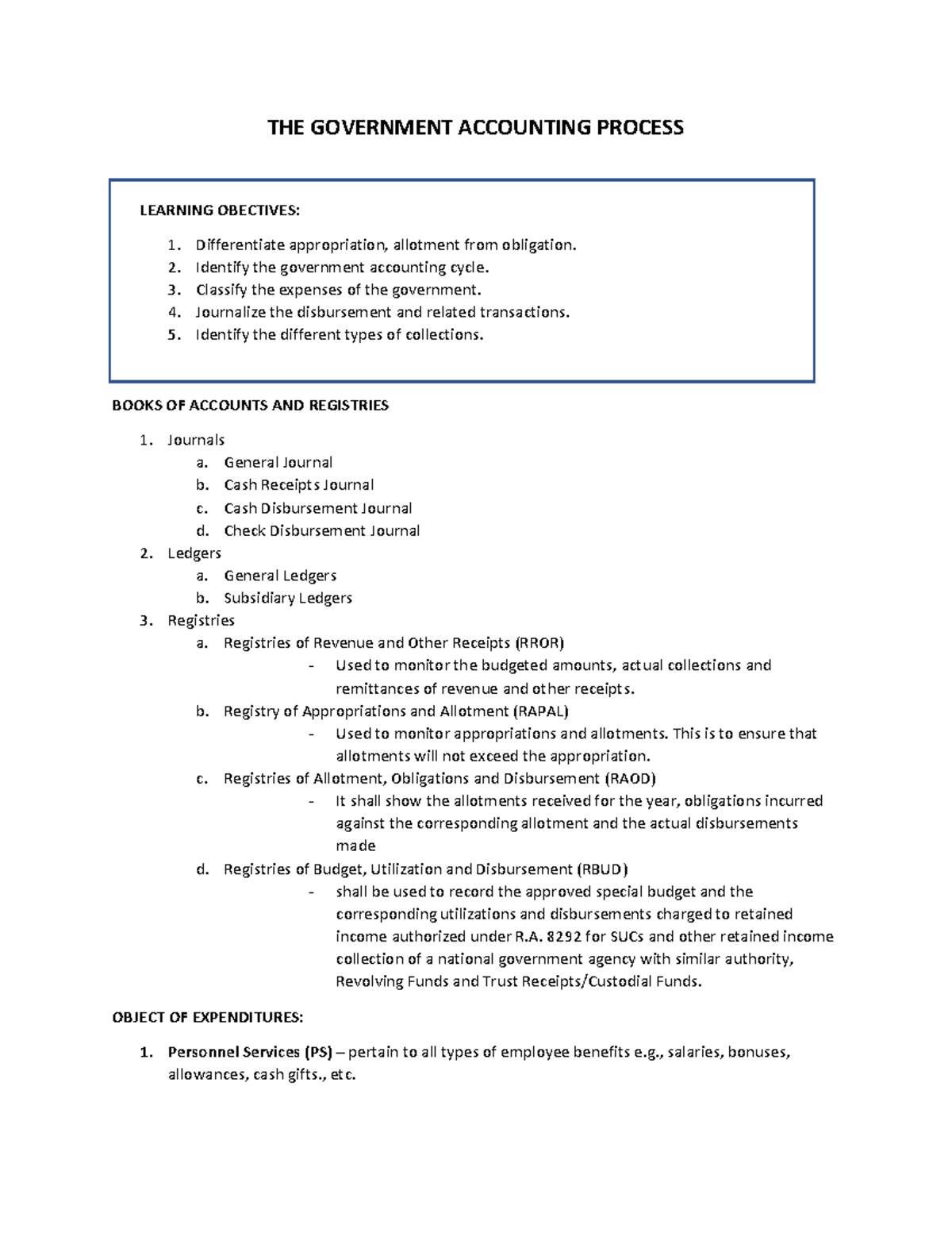 Government Accounting Process: Key Concepts and Cycle Overview - Studocu