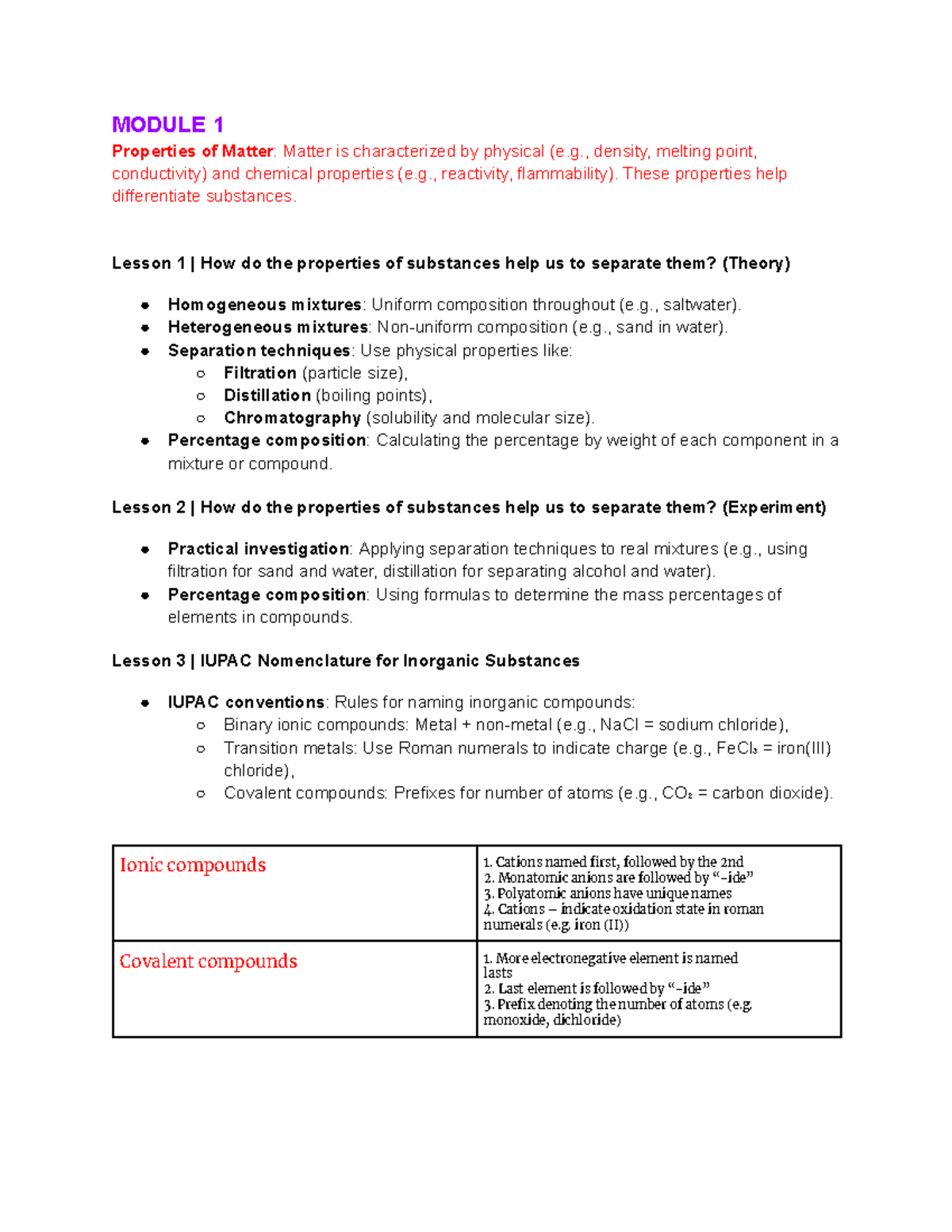 CHEM 101 FINAL EXAM PREP: Modules 1-4 Summary and Key Concepts - Studocu