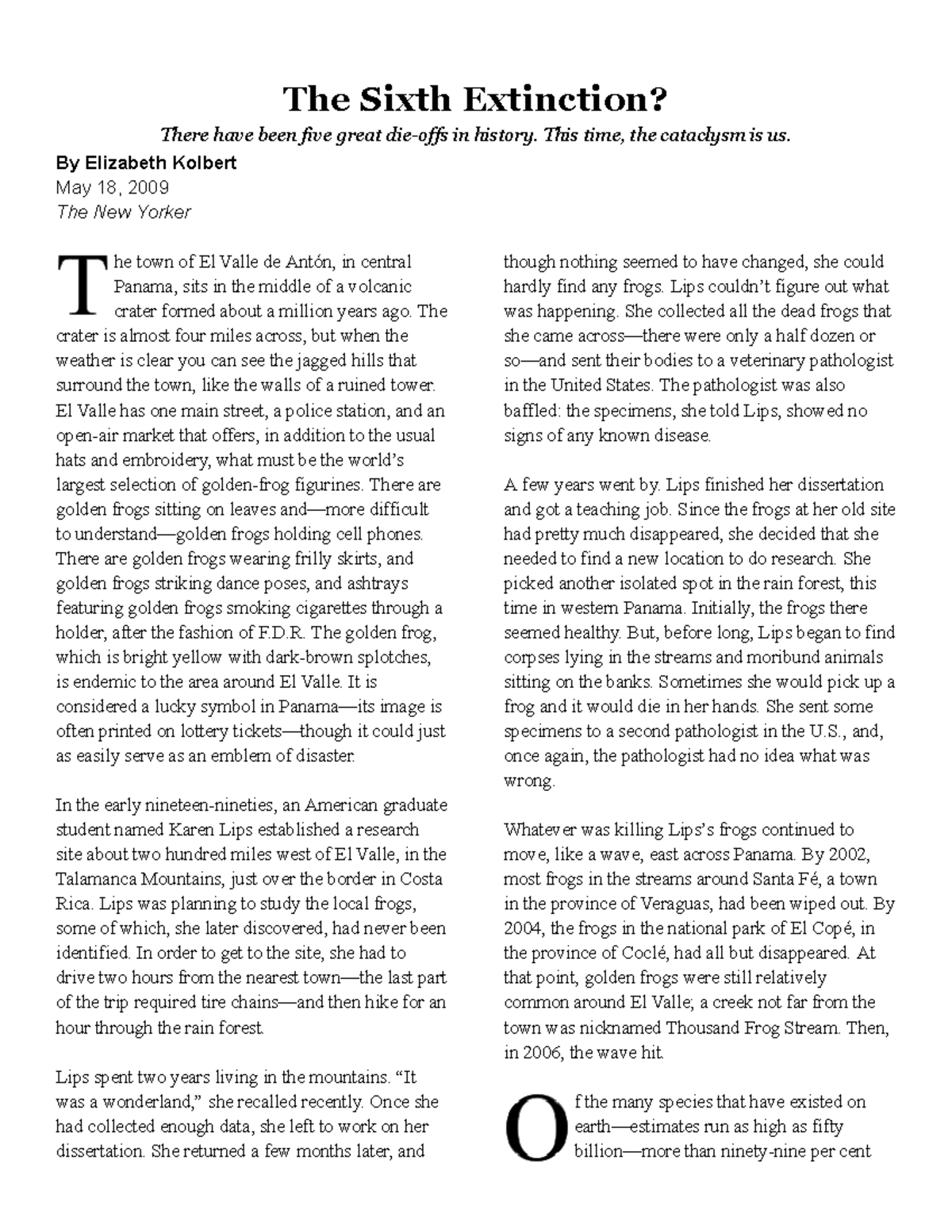 The Sixth Extinction: Human Impact on Biodiversity (Final Exam Notes ...
