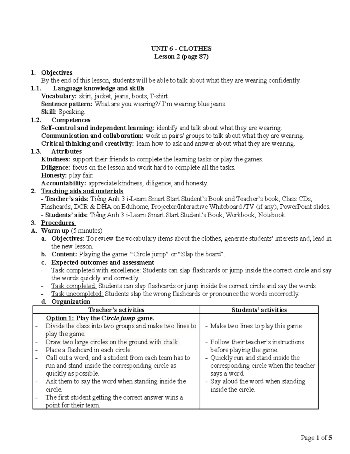 Bản sao của Unit 6 - Lesson 2 - Page 87 - UNIT 6 - CLOTHES Lesson 2 ...