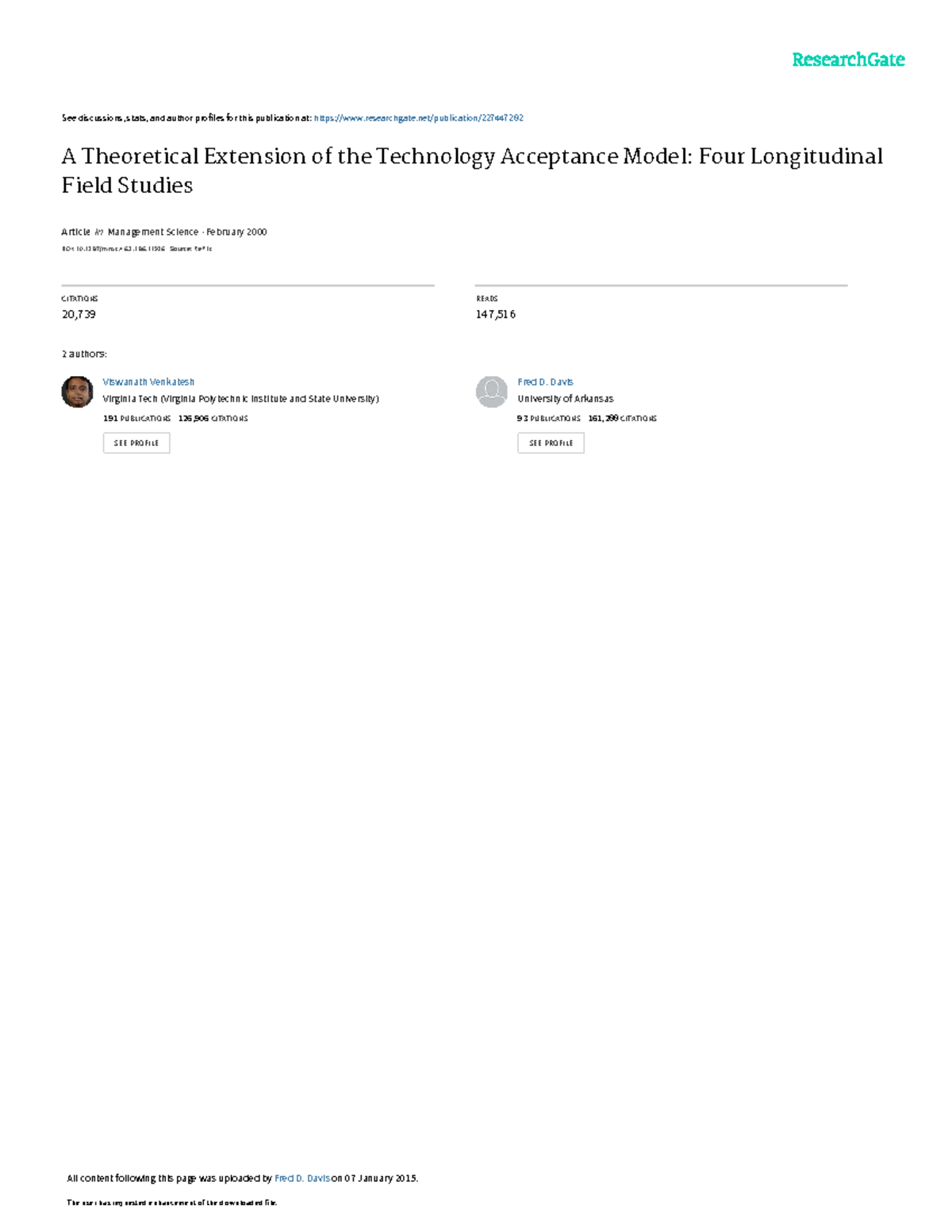 **MGT SCI 2000: Extension of the Technology Acceptance Model** - Studocu