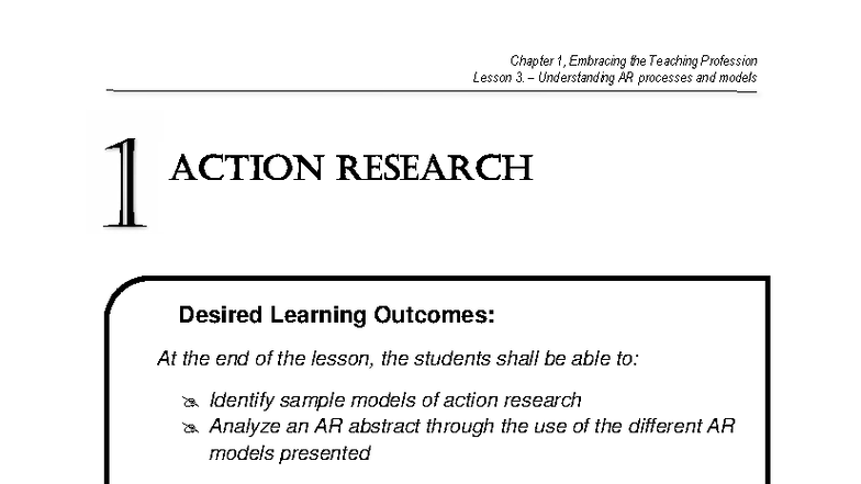 Chapter 1: Embracing the Teaching Profession - Lesson 3 on AR Models ...