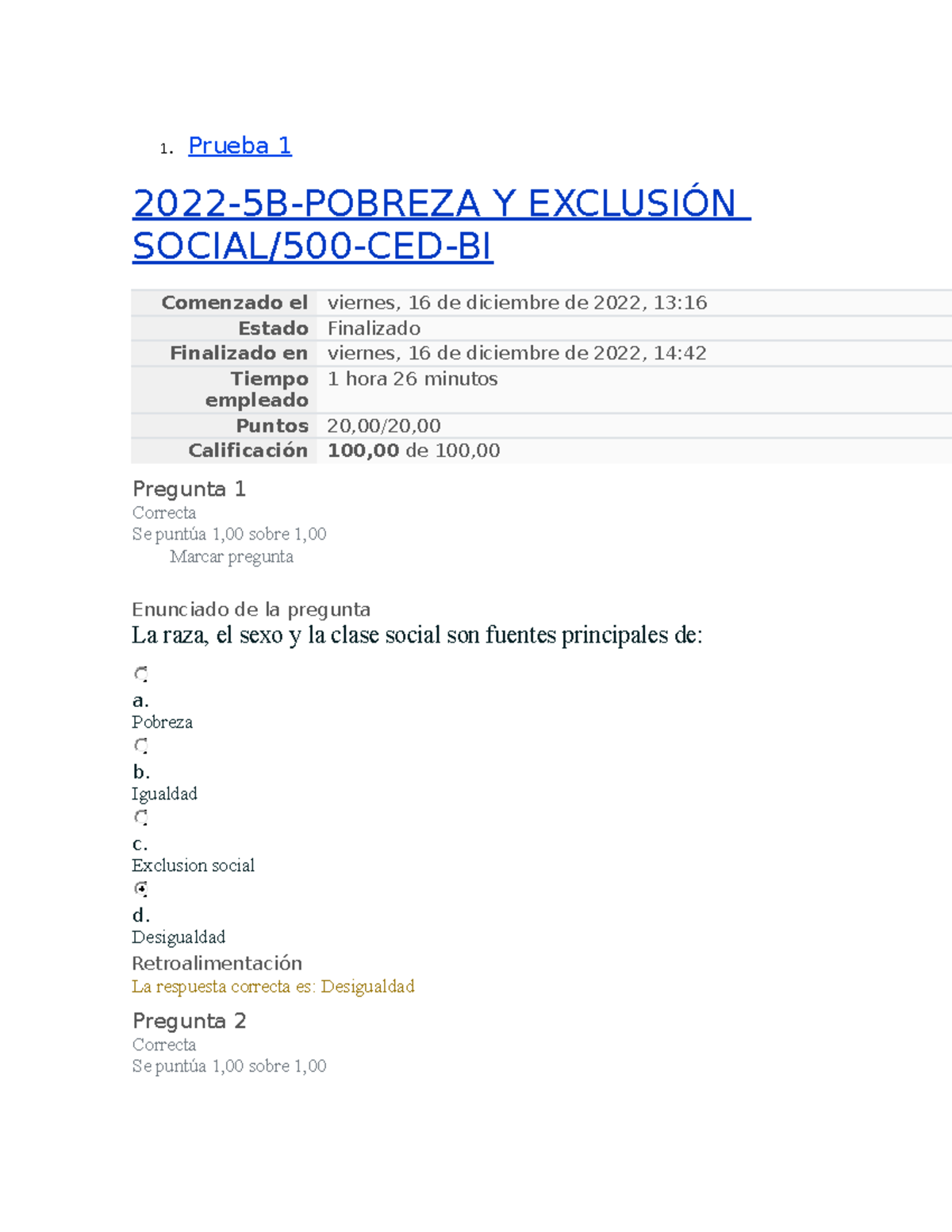 Exámenes 1 y 2 sobre Pobreza y Exclusión Social (2022-5B) - Studocu