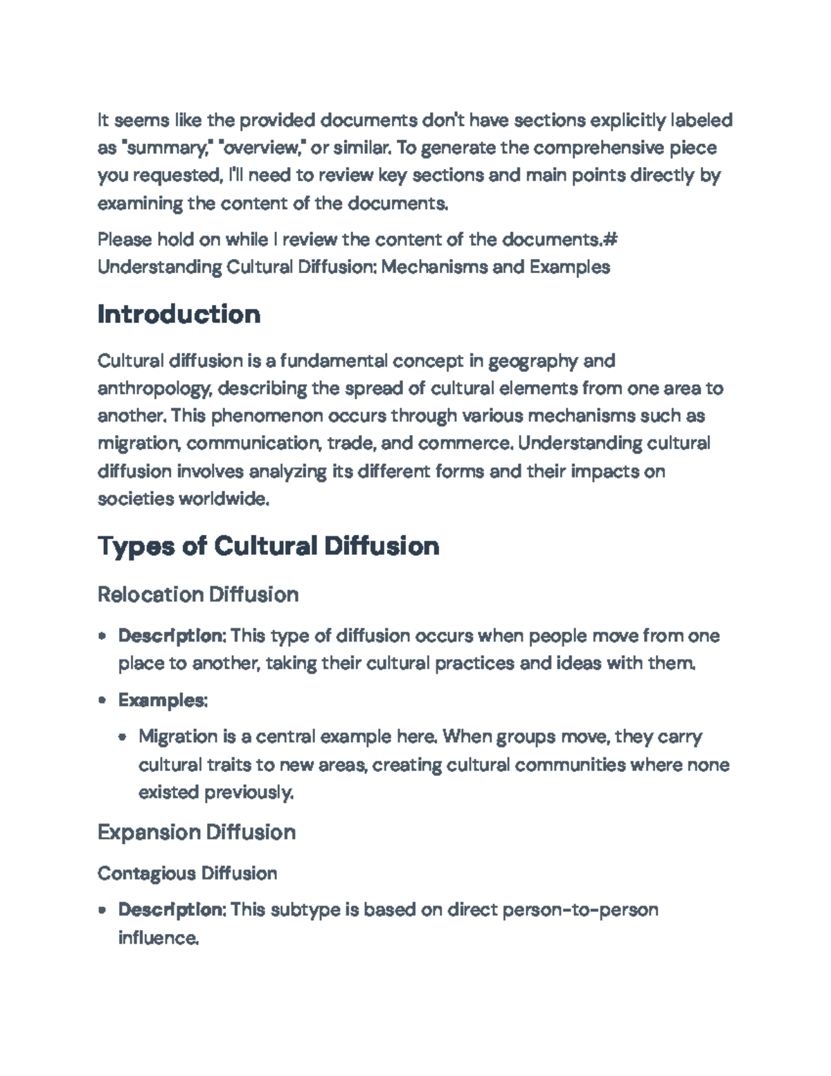 Cultural Diffusion Mechanisms: Types and Influences Explained - Studocu