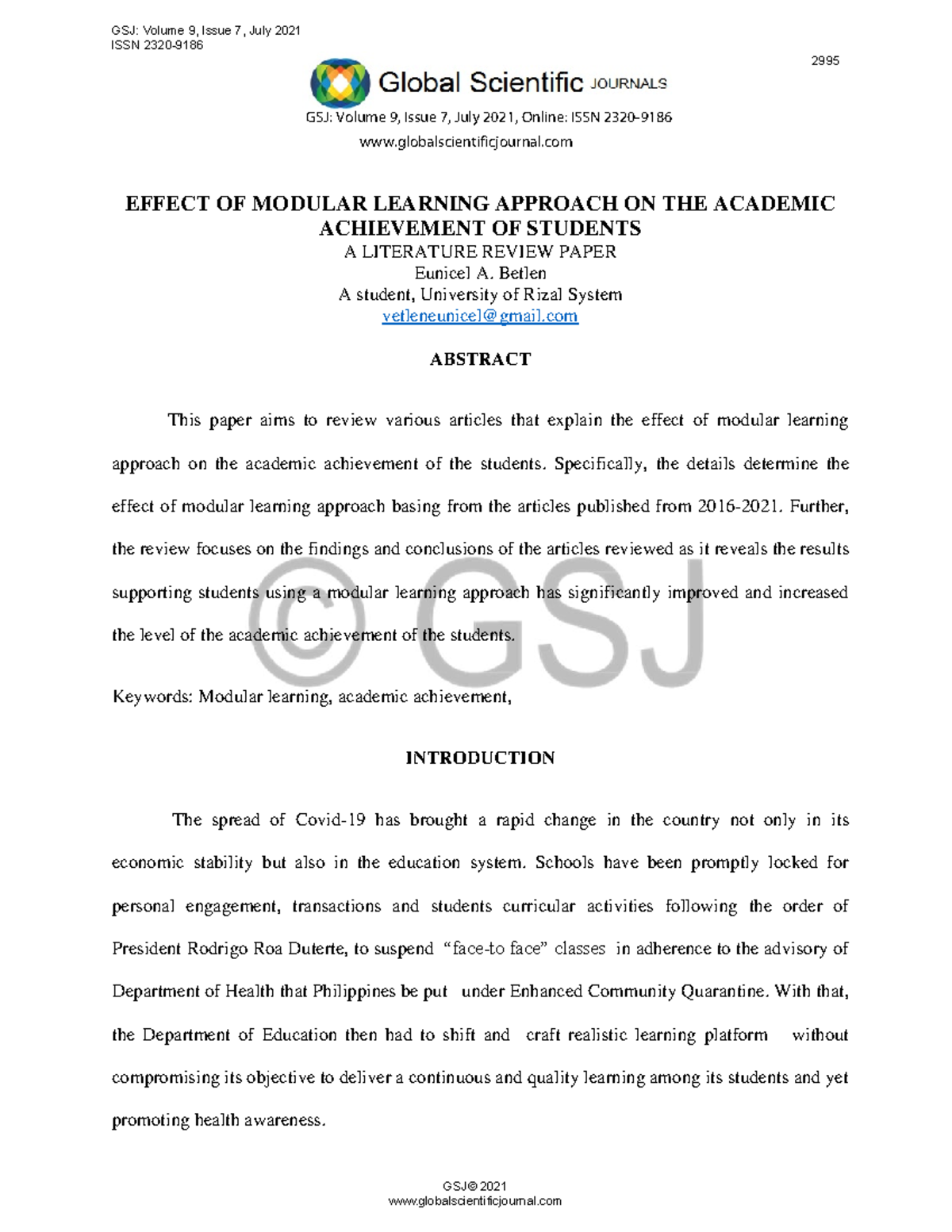Modular Learning Approach's Impact on Academic Achievement of Students ...