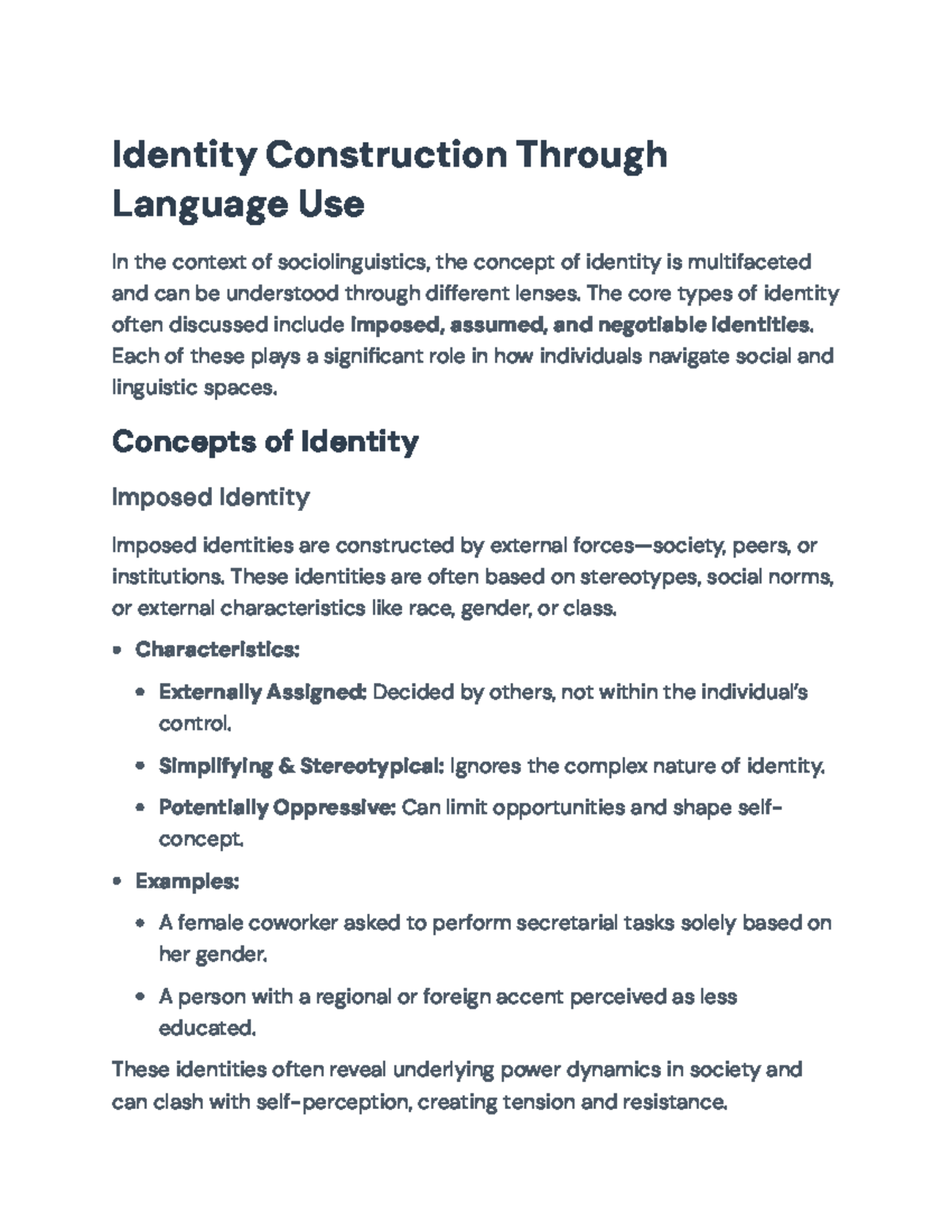 Negotiable Identity: Language's Role in Self-Perception and Society - Identity Construction ...