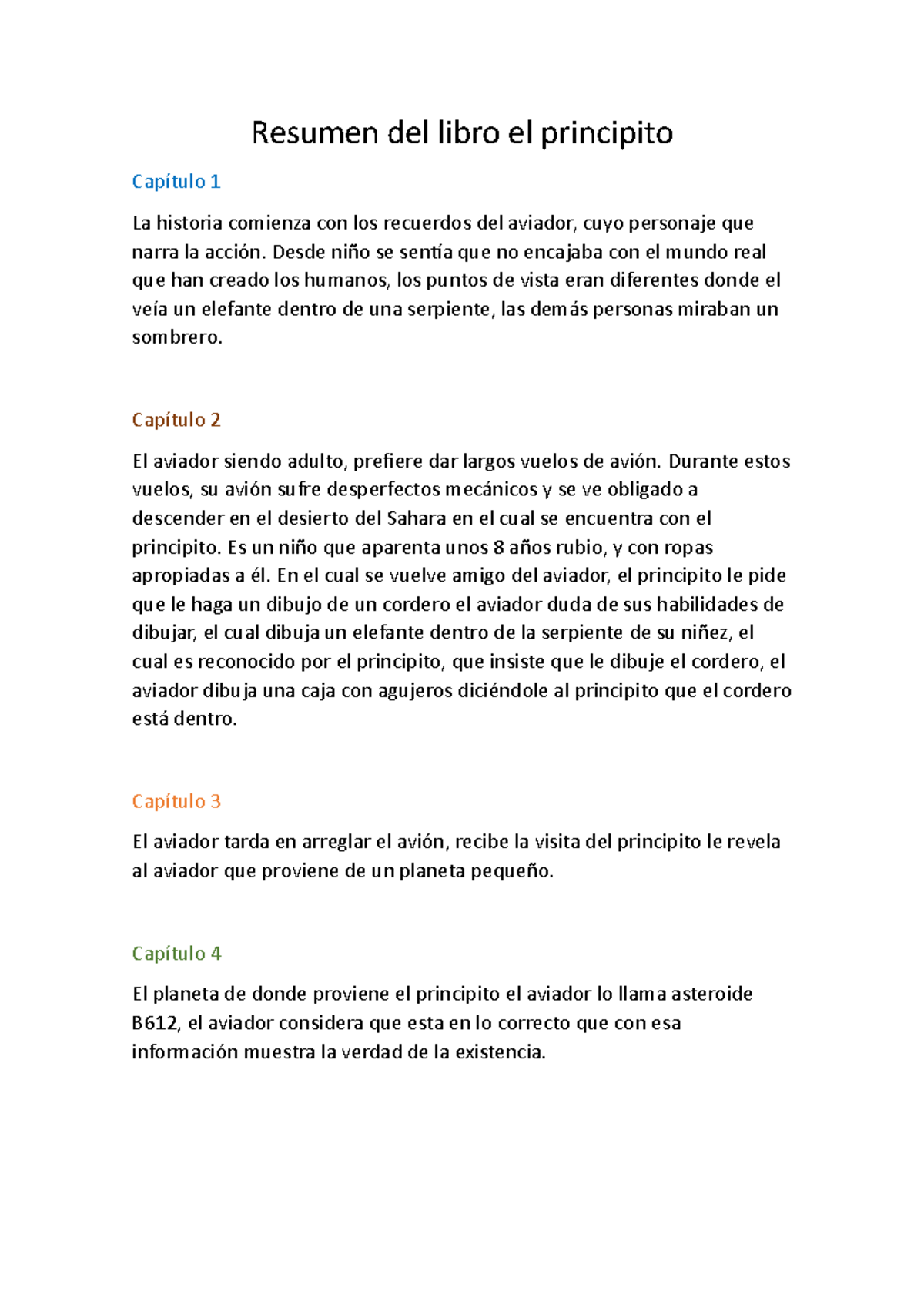 Resumen De Cada Uno De Los Capitulos Del Principito De La Iguana - Infoupdate.org