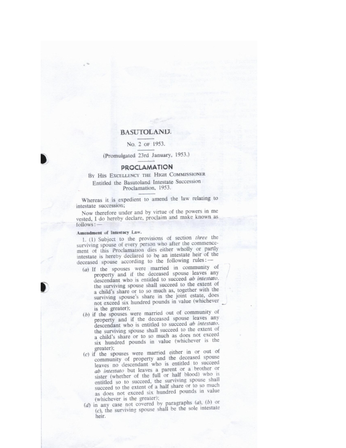 Intestate Succession Law Overview and Proclamation Guide - Studocu
