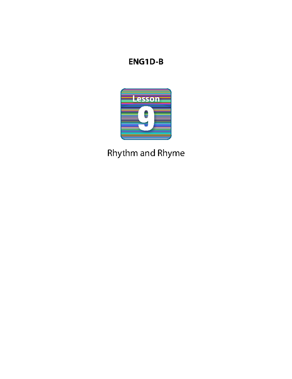 Eng1db unit 2 lesson 09 - English Notes. - ENG1D-B Rhythm and Rhyme 9 ...
