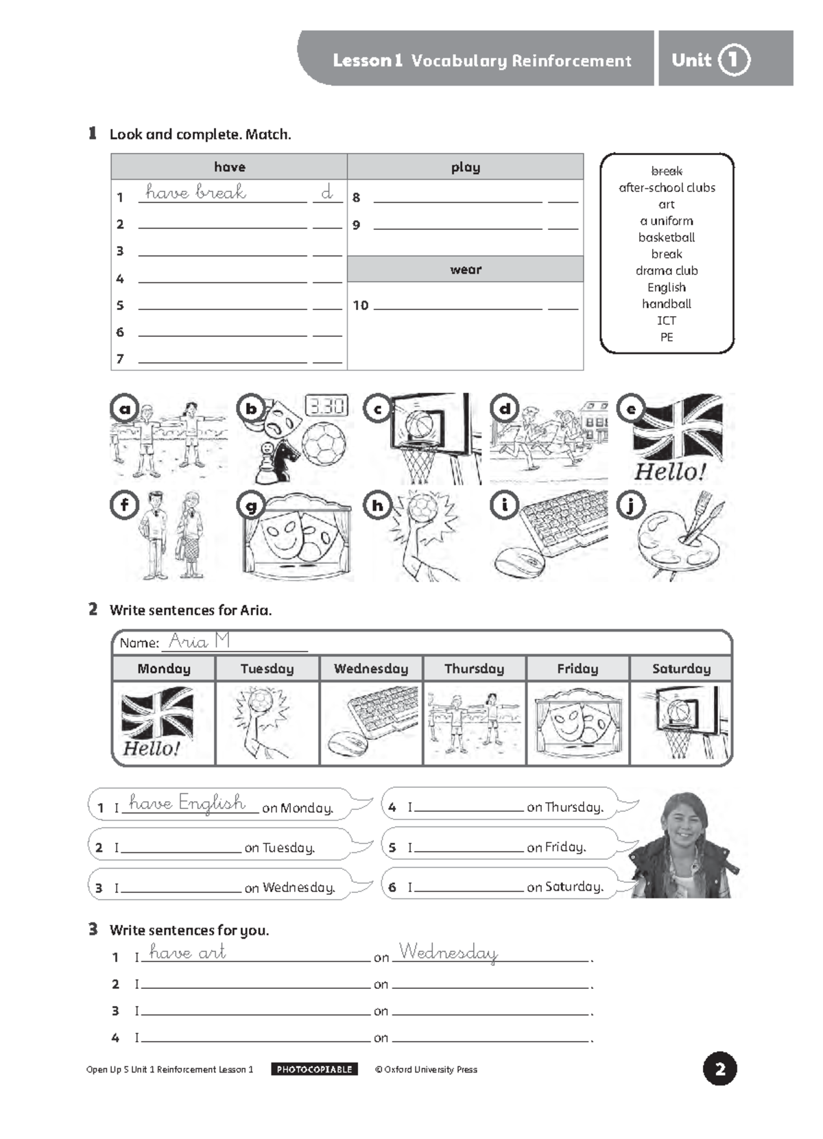 Open Up 5 Unit 1 Vocabulary Reinforcement Lessons 1 & 5 - Studocu