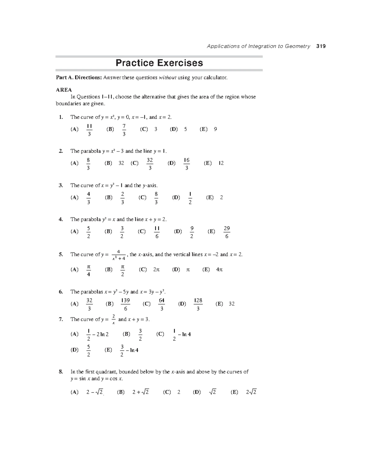 AP Calculus - Chapter 7 Applications of Integration: Answer Key - Studocu