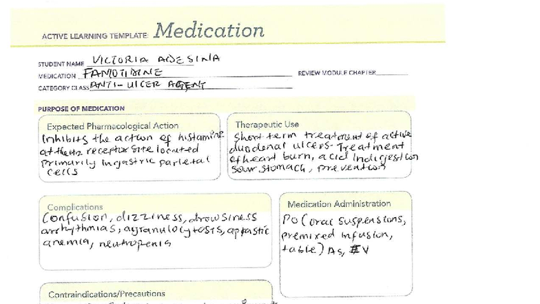 ACTIVE LEARNING TEMPLATE: Medication Review for Famotidine (MED GI1 ...