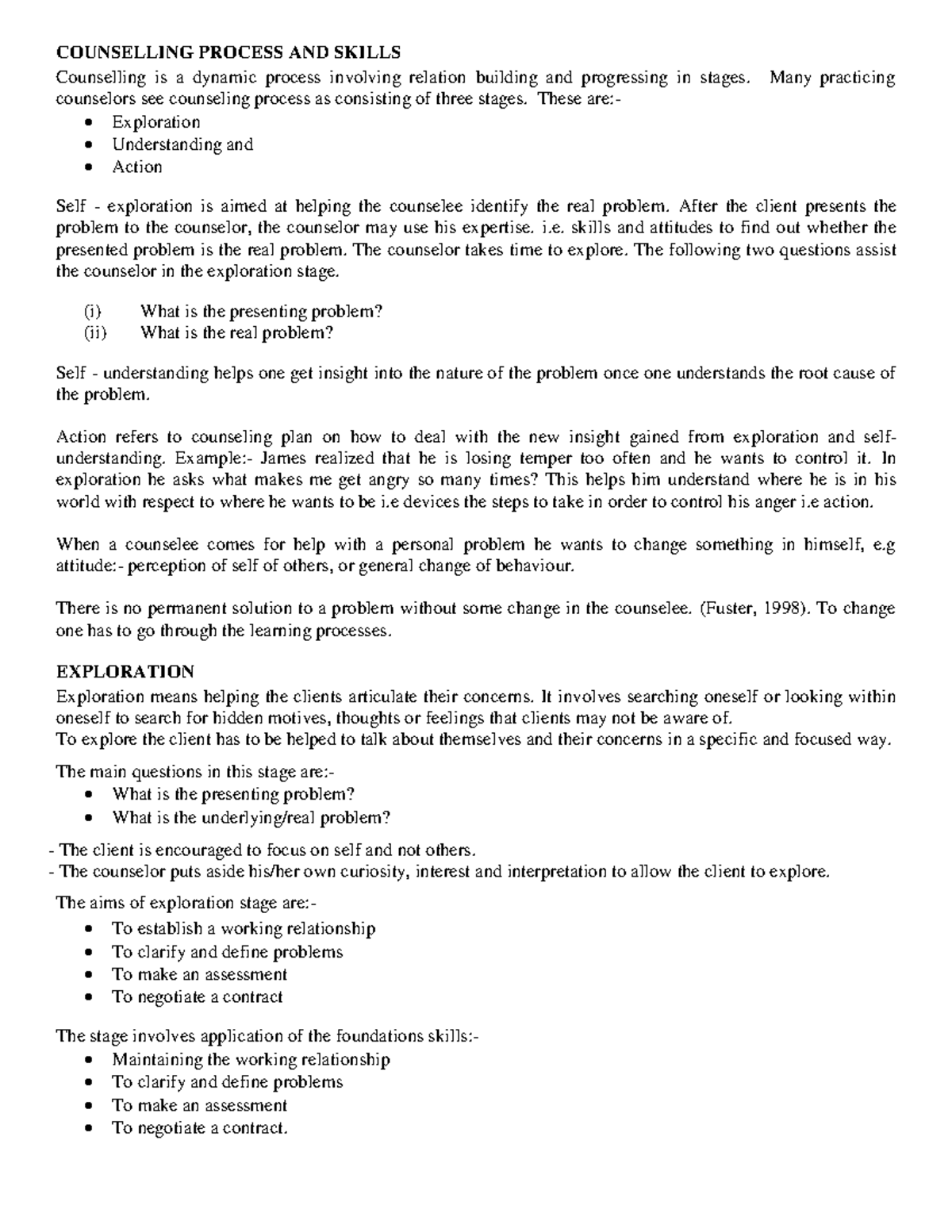 Topic 5 - Counselling Process and Skills Overview - Studocu