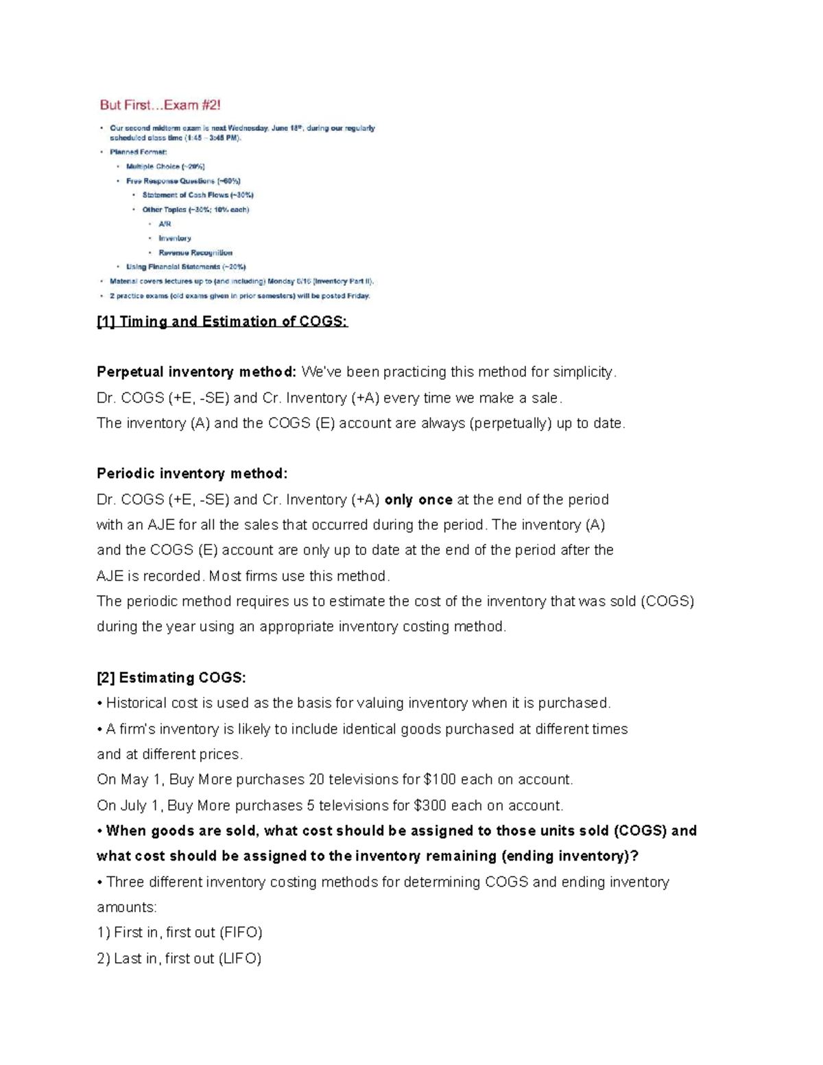 Estimating COGS: FIFO, LIFO, & Avg Cost Methods (Fin 101) - Studocu