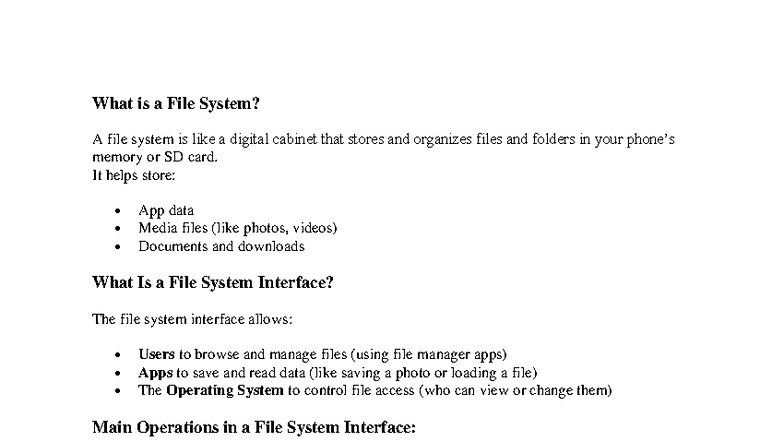 File System Interface - Notes for CS101 - Studocu