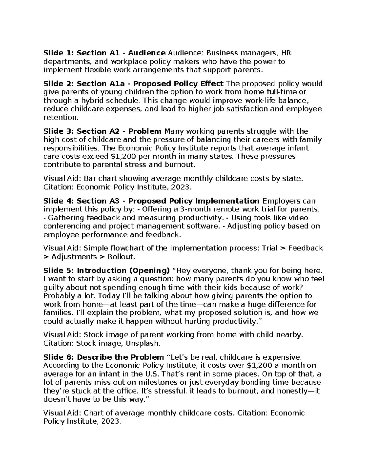 Work From Home Policy Proposal for Parents: A1 Presentation - Studocu