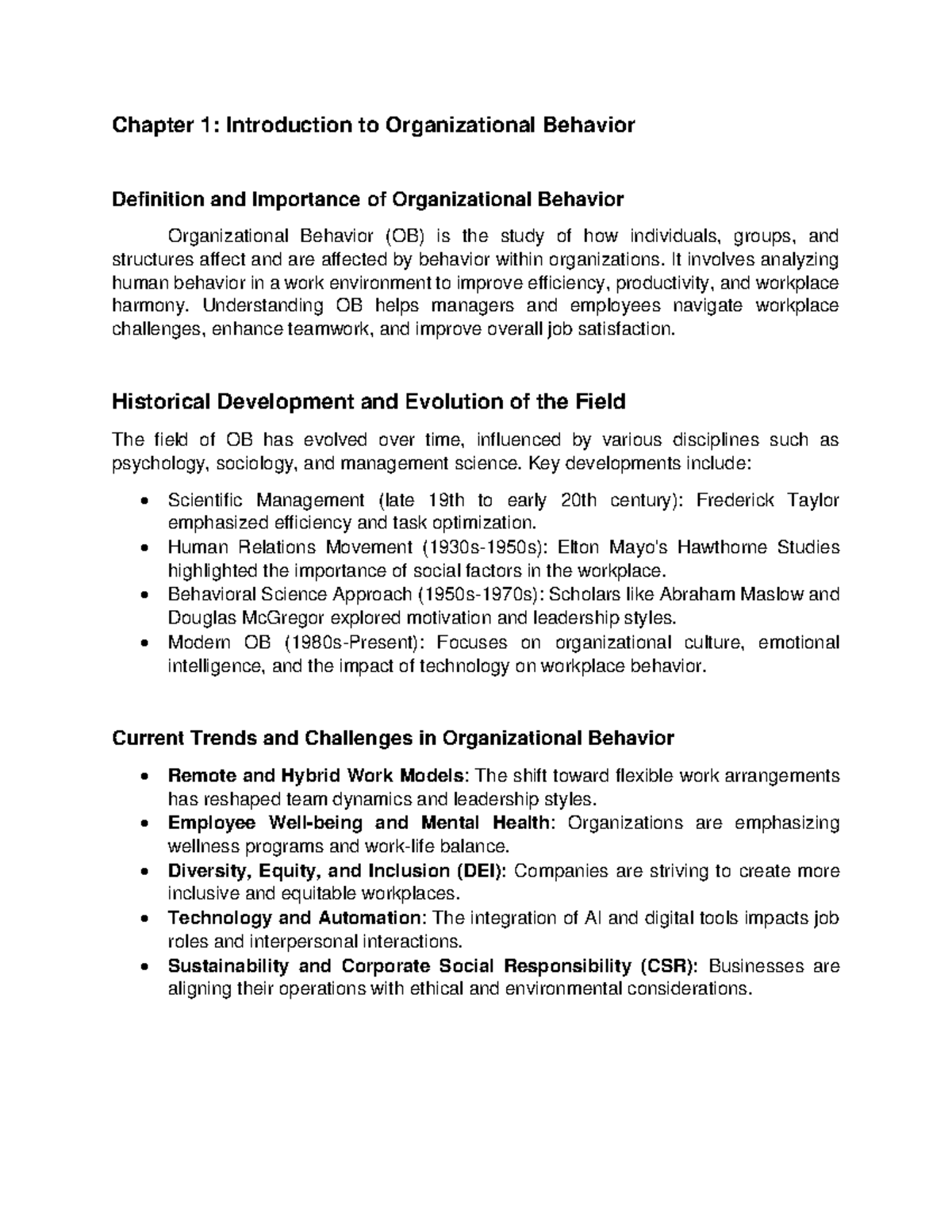 Chapter 1: Intro to Organizational Behavior - Definition & Importance ...