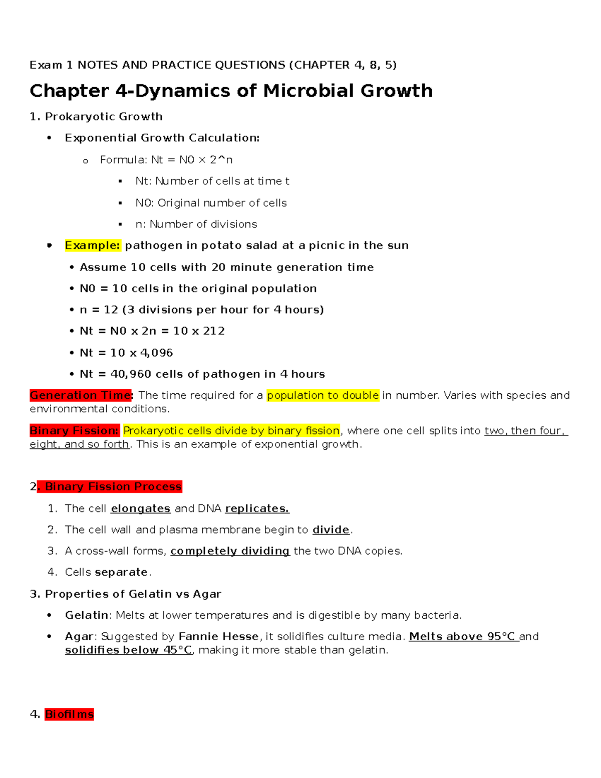 EXAM 1 Study Guide & Practice Problems for BIO205 Microbiology at GCU ...