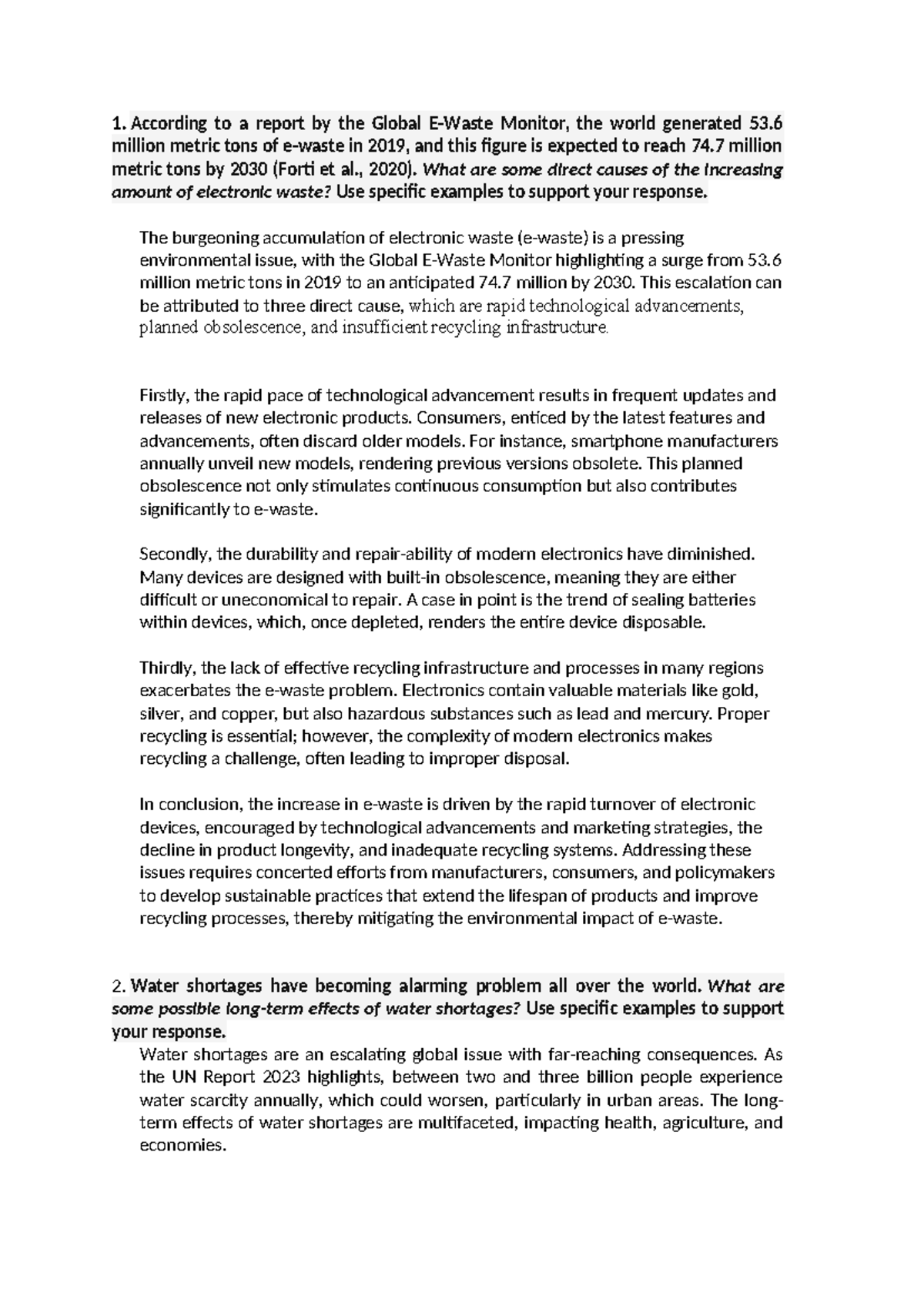 AE 1 - Causes of E-Waste and Its Environmental Impact Essay - Studocu