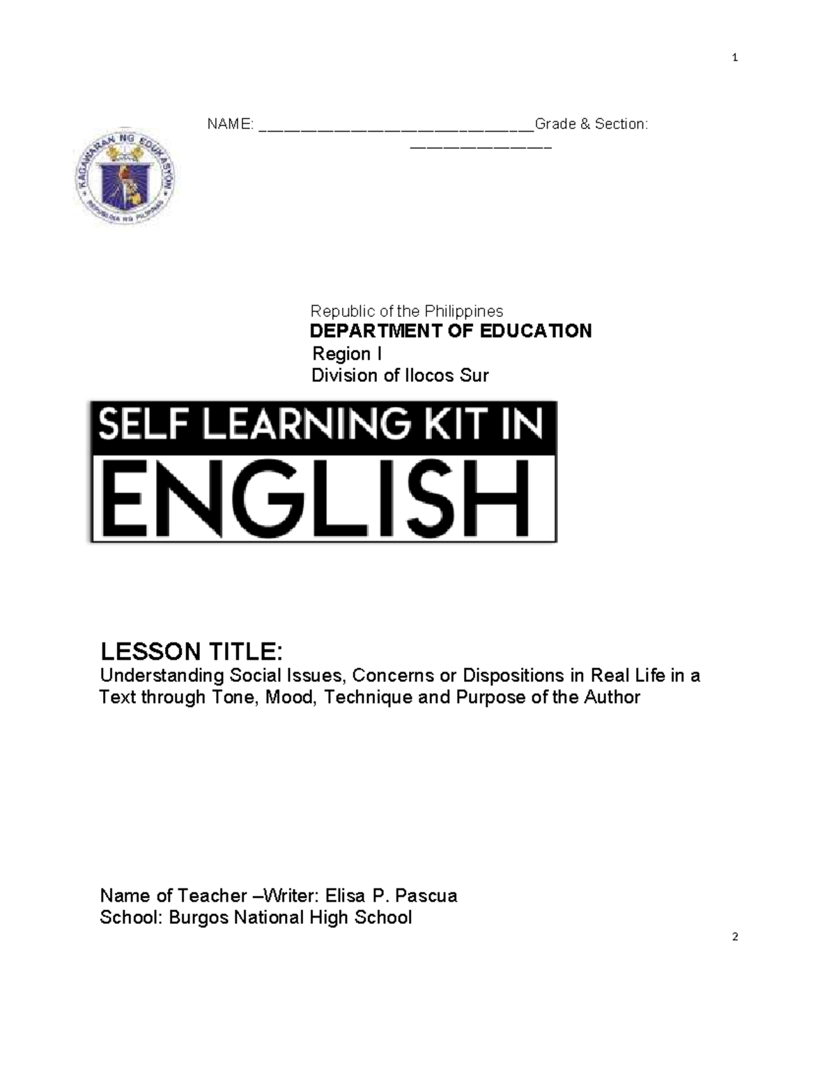 English 9 Q2 Week 1 - Lesson on Understanding Social Issues through ...