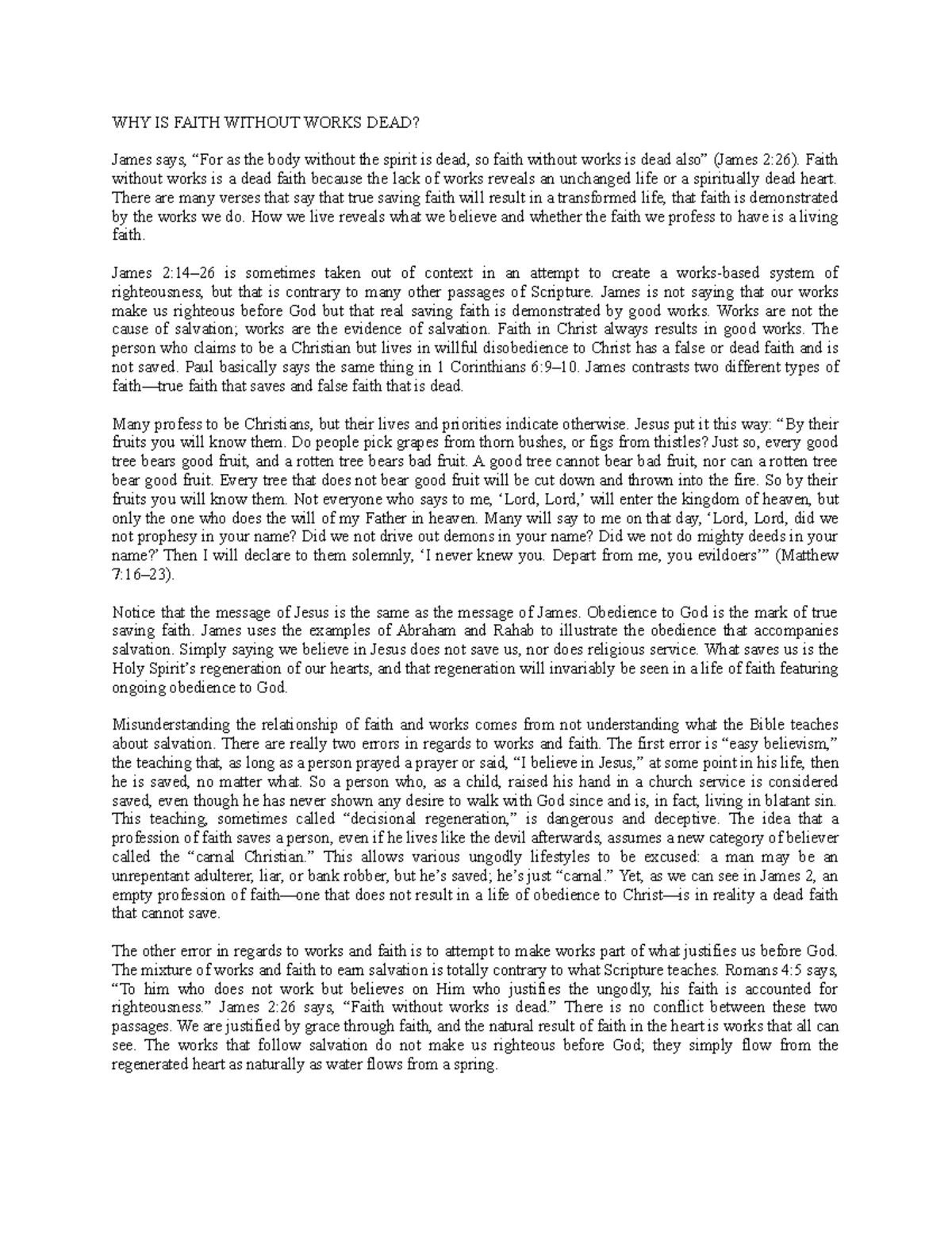 Understanding the Concept of Faith and Works: A Study on James 2:26 ...