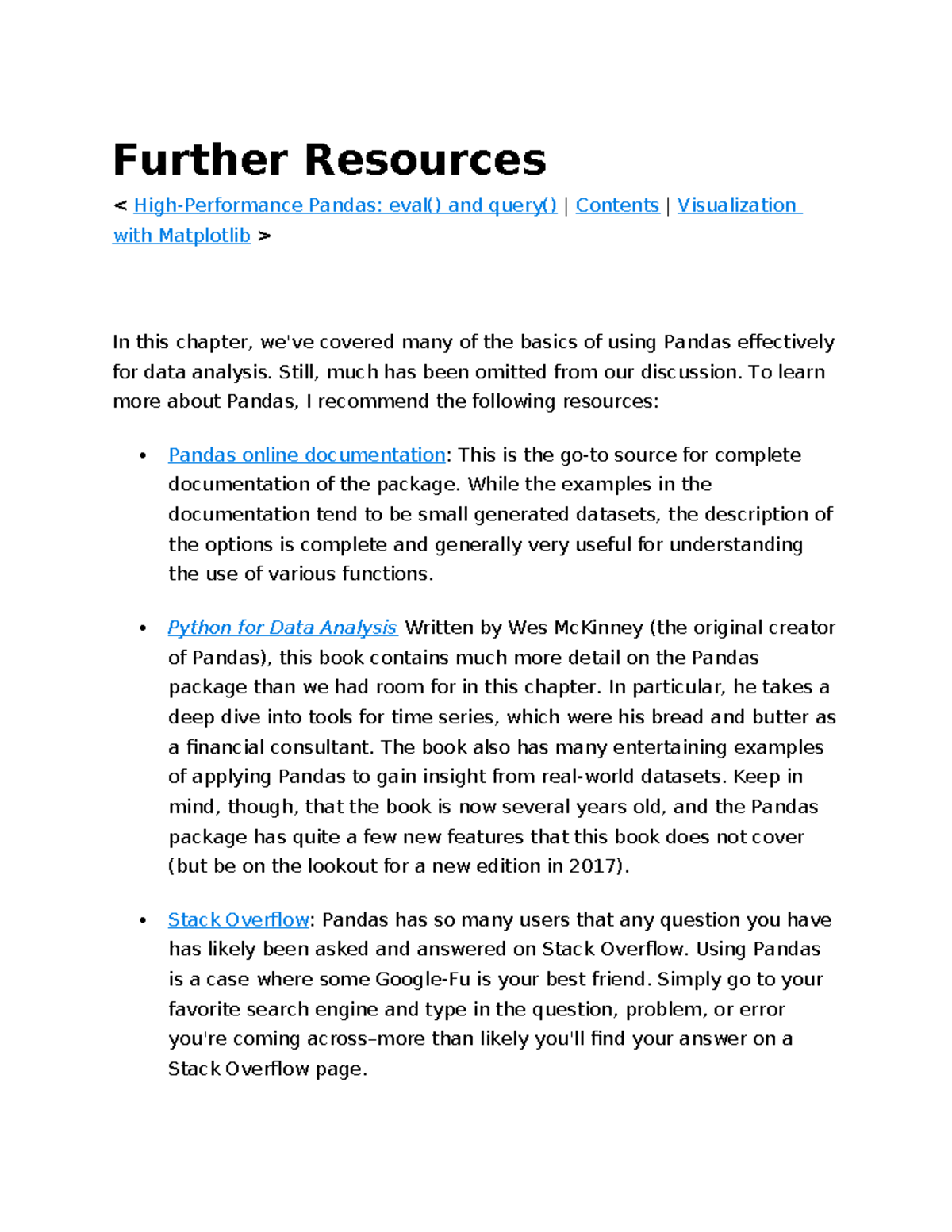 Module 4 Matplotlib Textbook Chapter - Further Resources