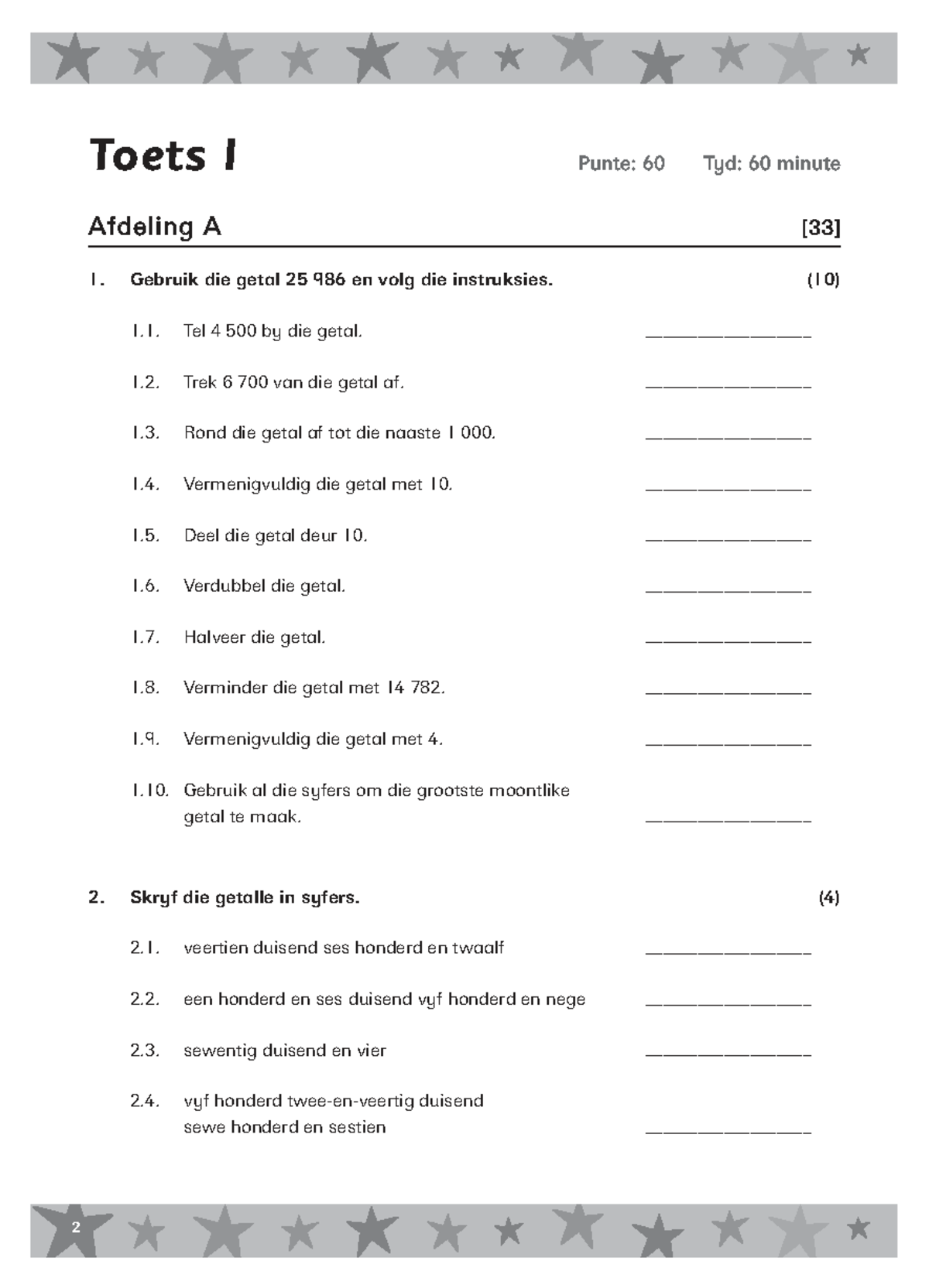 Slimkoppe Wiskunde Graad 5: Toets 1 Antwoorde en Oefeninge - Studocu