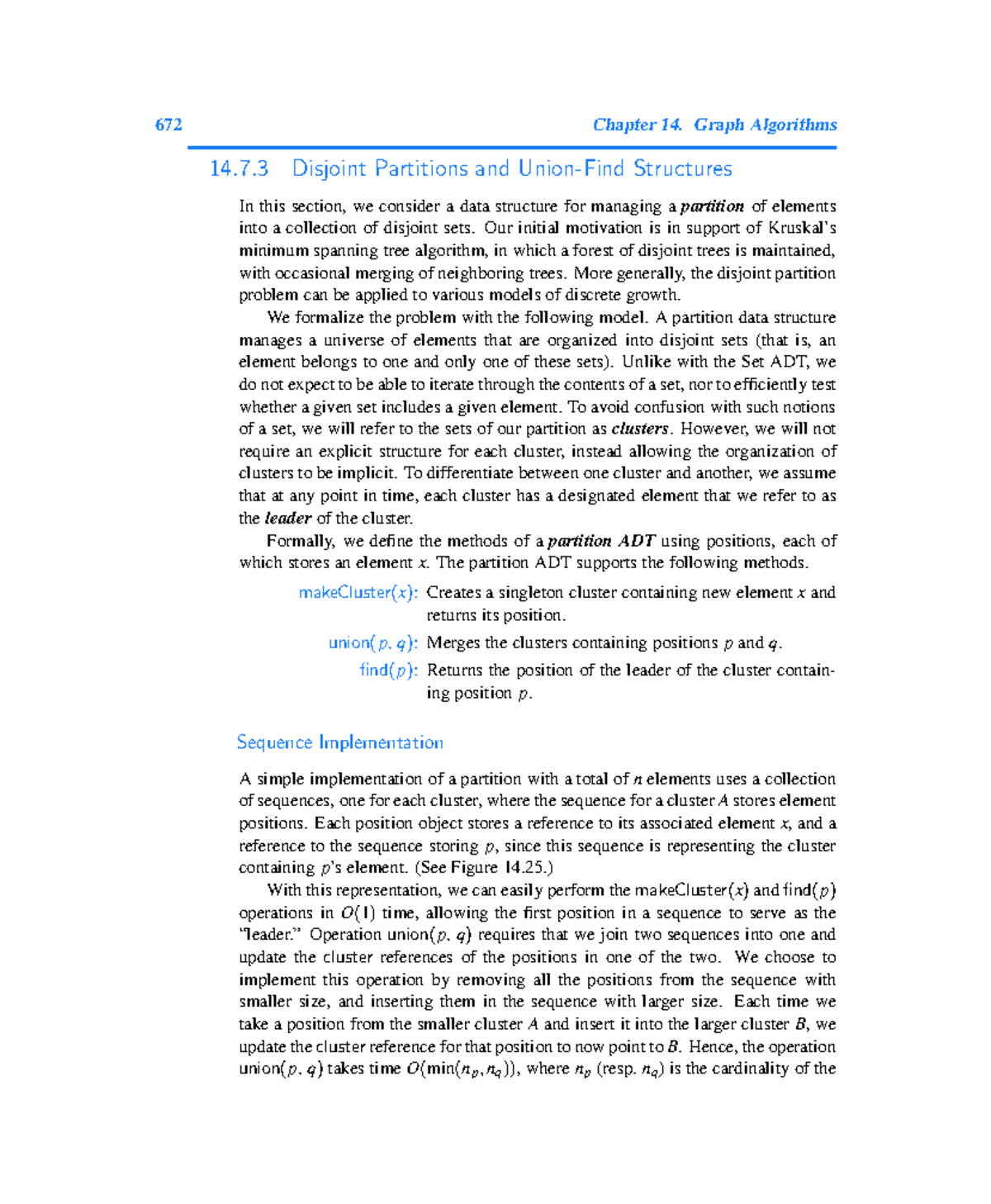 Chapter 14: Graph Algorithms - Disjoint Partitions Explained - Studocu