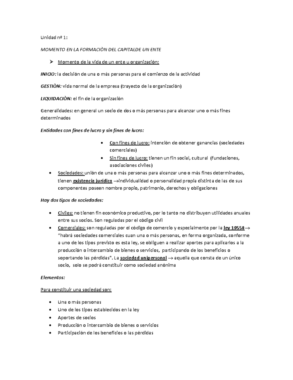 Unidad 1: Momento en la Formación del Capital de un Ente - Contabilidad ...