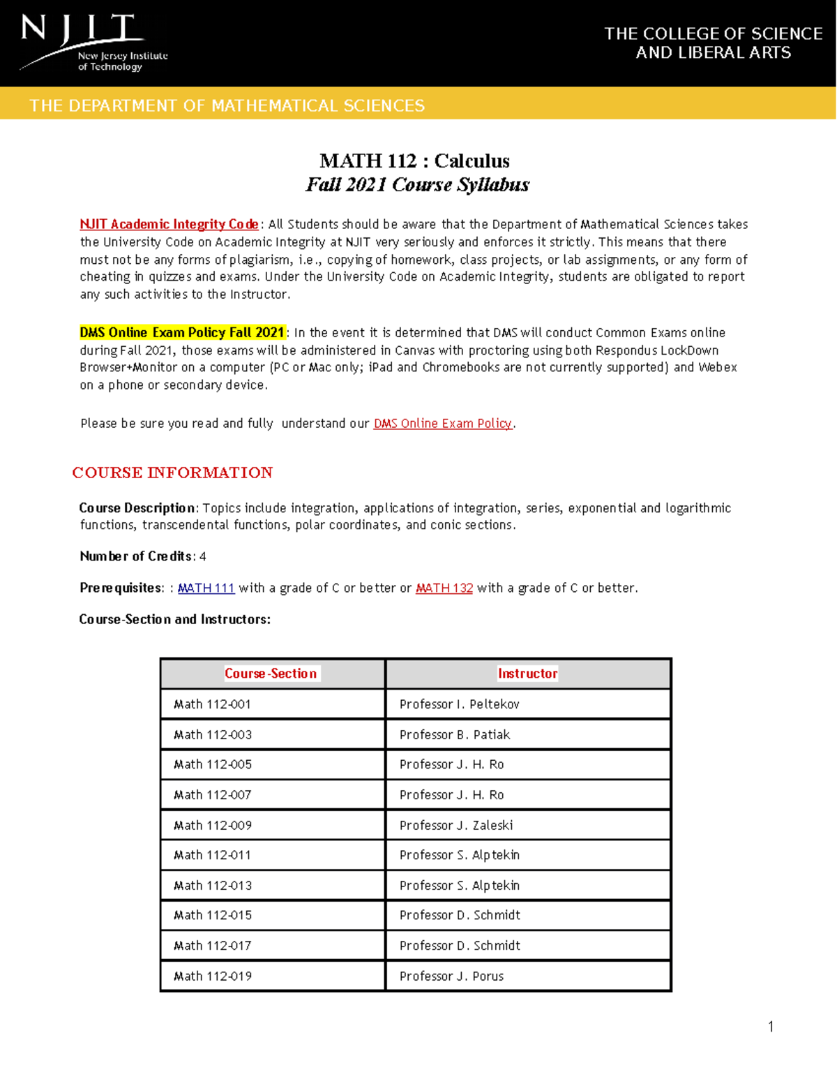 Math 112 F21 - Lecture notes 1-4 - MATH 112 : Calculus Fall 2021 Course ...