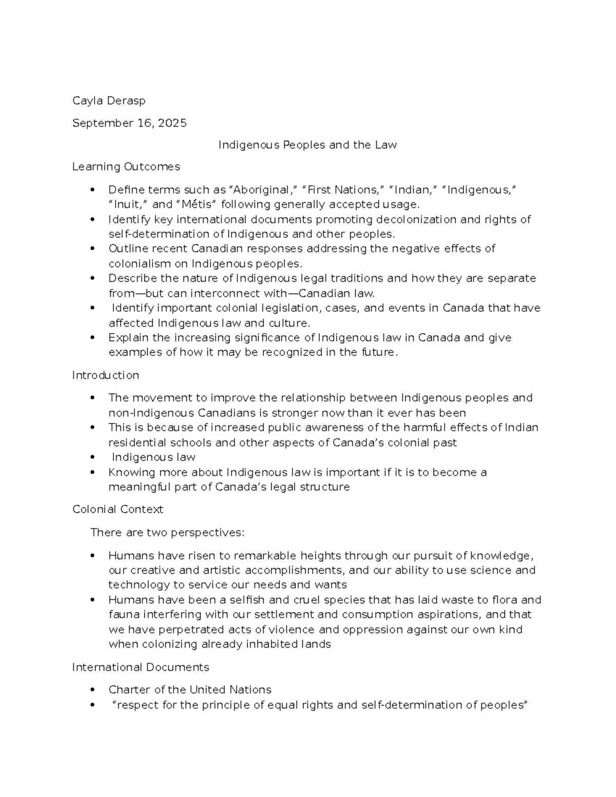 Indigenous Peoples and the Law: Key Concepts & Timeline (LAW 101) - Studocu