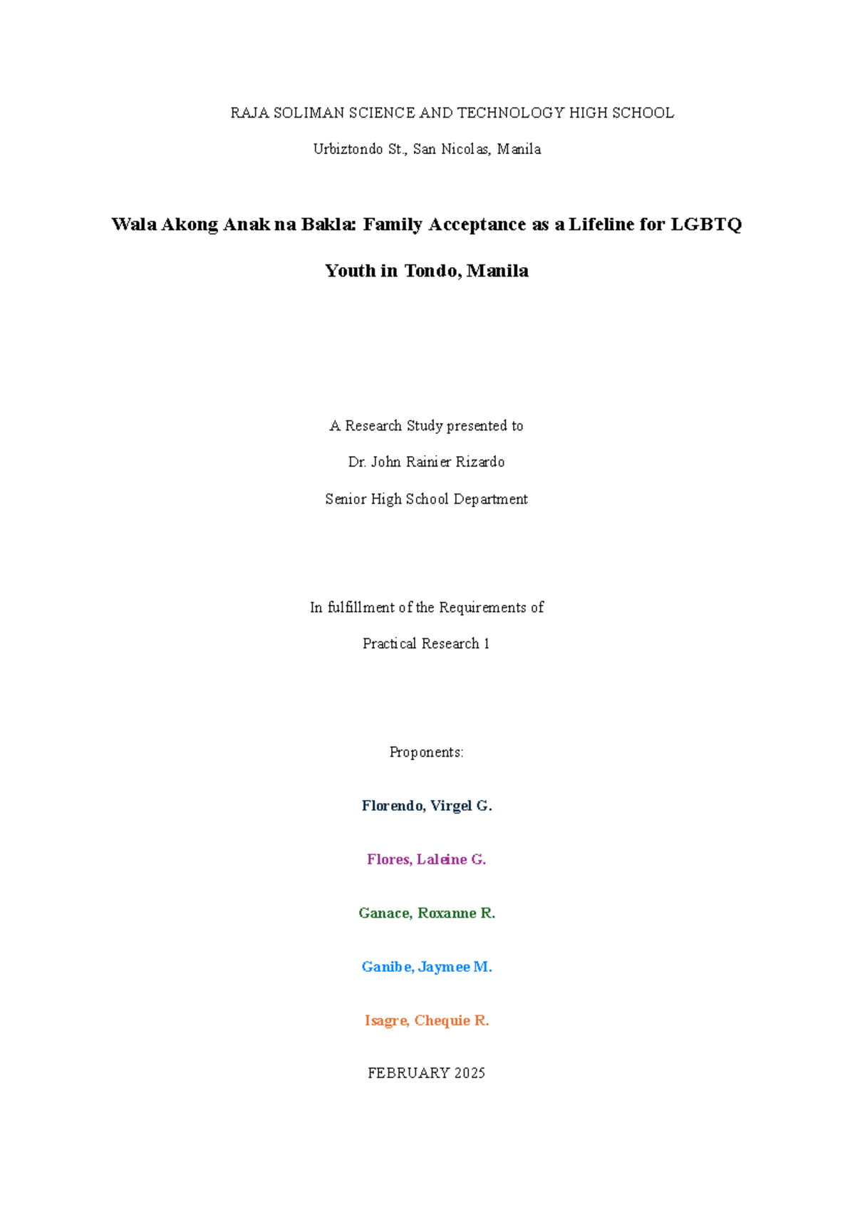 LGBTQ Youth Family Acceptance: A Study on Support in Tondo, Manila ...