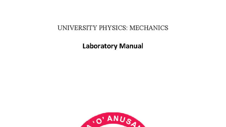 UPM PHYSICS LAB MANUAL: Mechanics Experiments & Procedures - Studocu