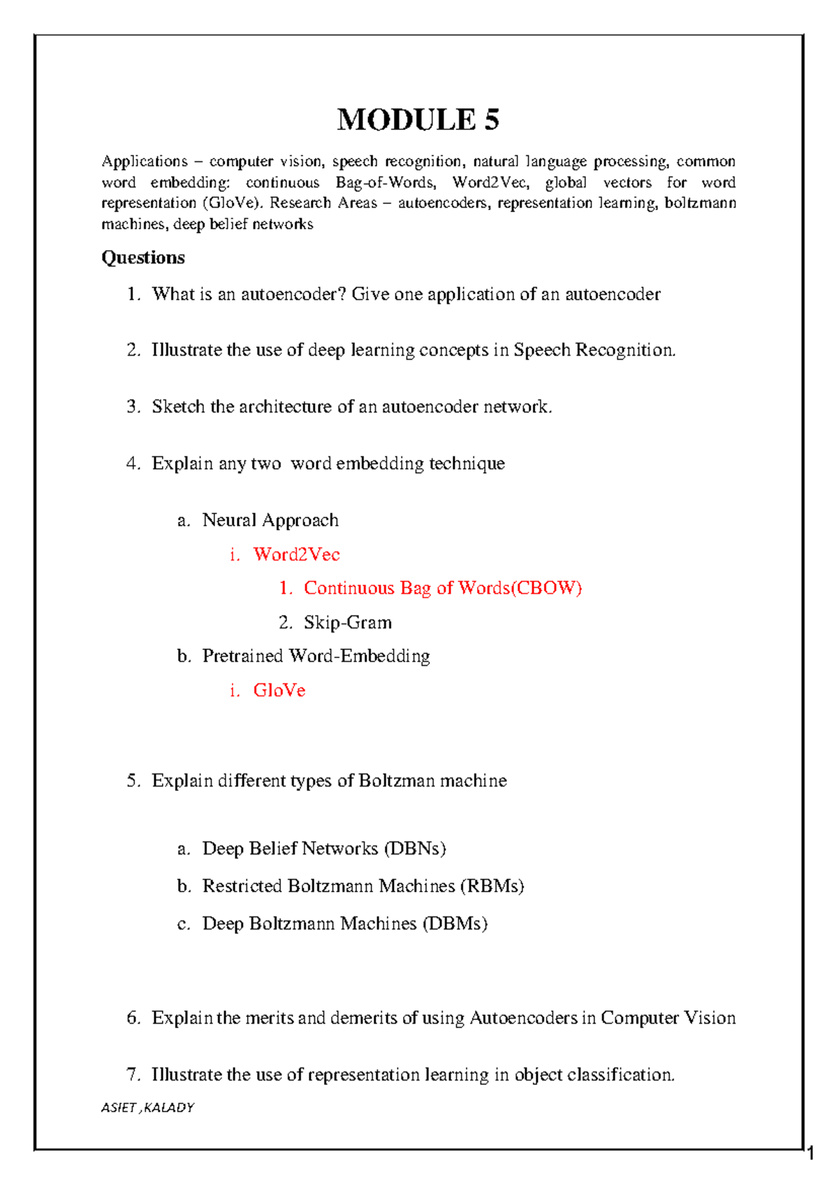 Mod 5: Deep Learning Applications in CV, Speech Recognition & NLP - Studocu