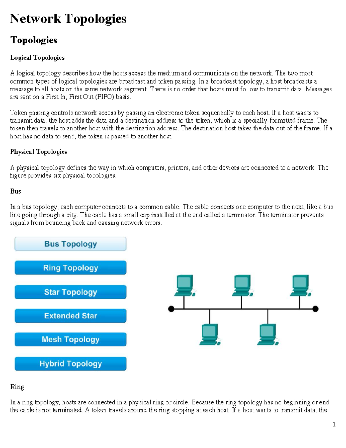 Network topology - introuction - Network Topologies Topologies Logical Topologies A logical ...