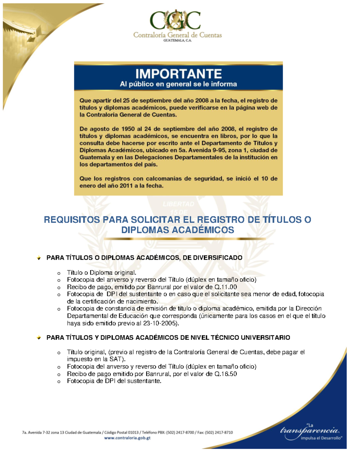 Requisitos para Solicitar Registro de Títulos Académicos - Studocu