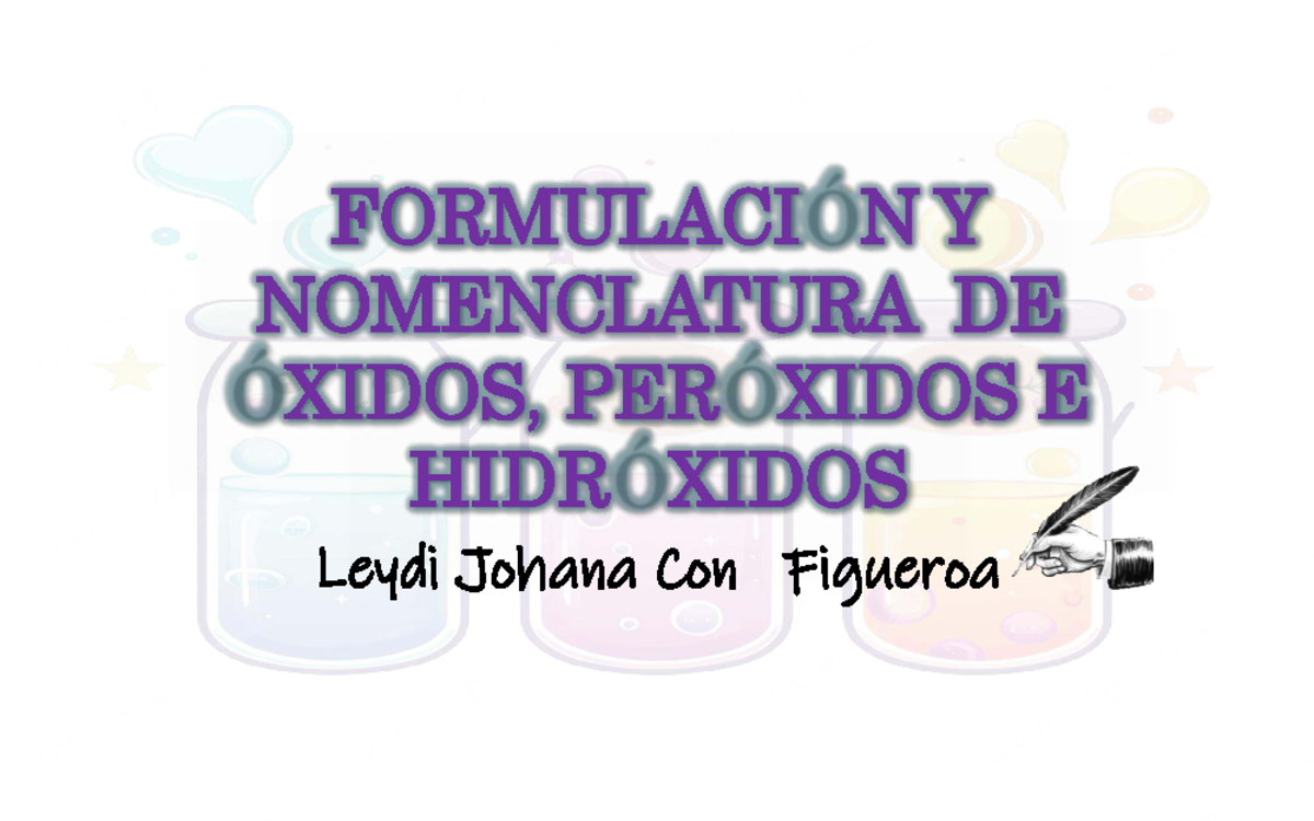 Formulacion y nomenclatura de oxidos, peroxidos e hidroxidos - Leydi ...