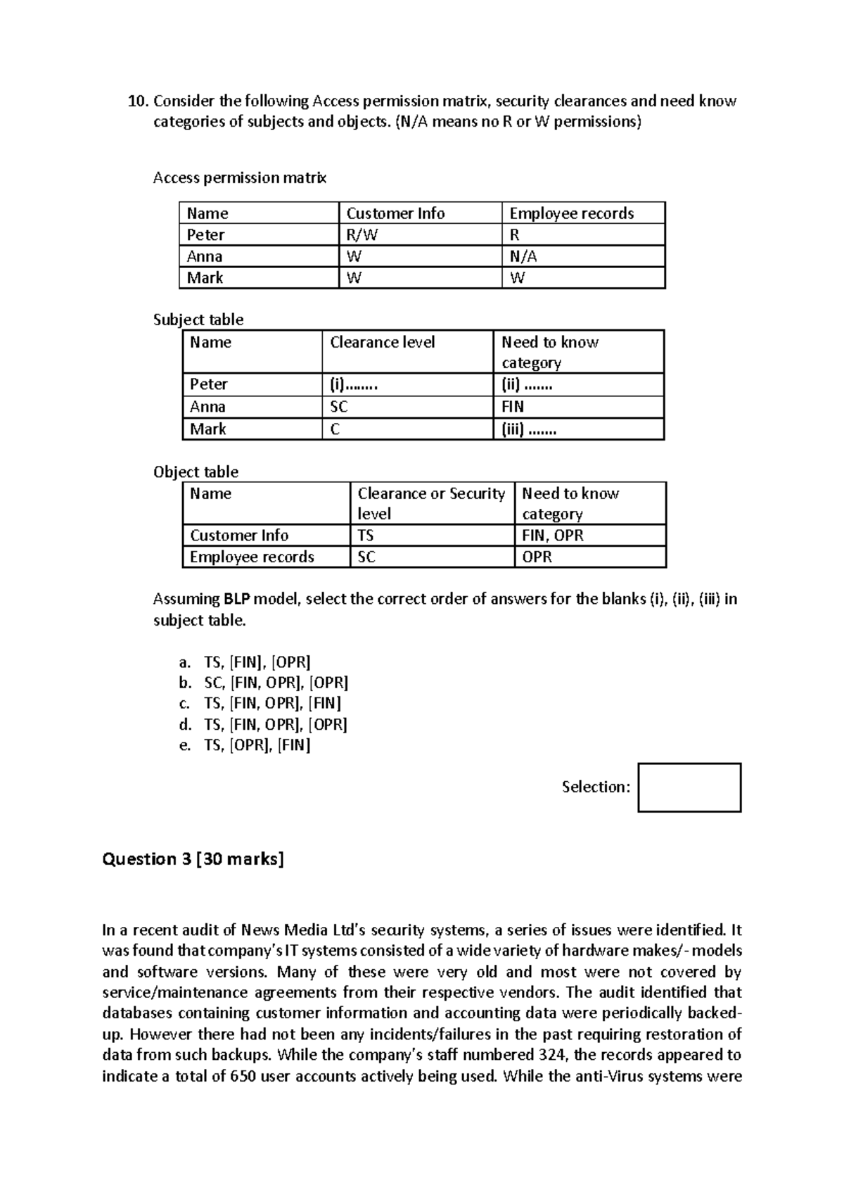 Sample Exam INFO5301: Access Permissions & Security Audit Insights ...